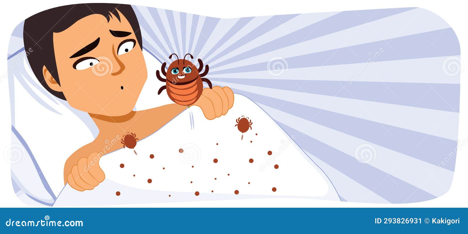 Surprised Man Surprised Finding Bed Bugs Bed Stock Vector ...