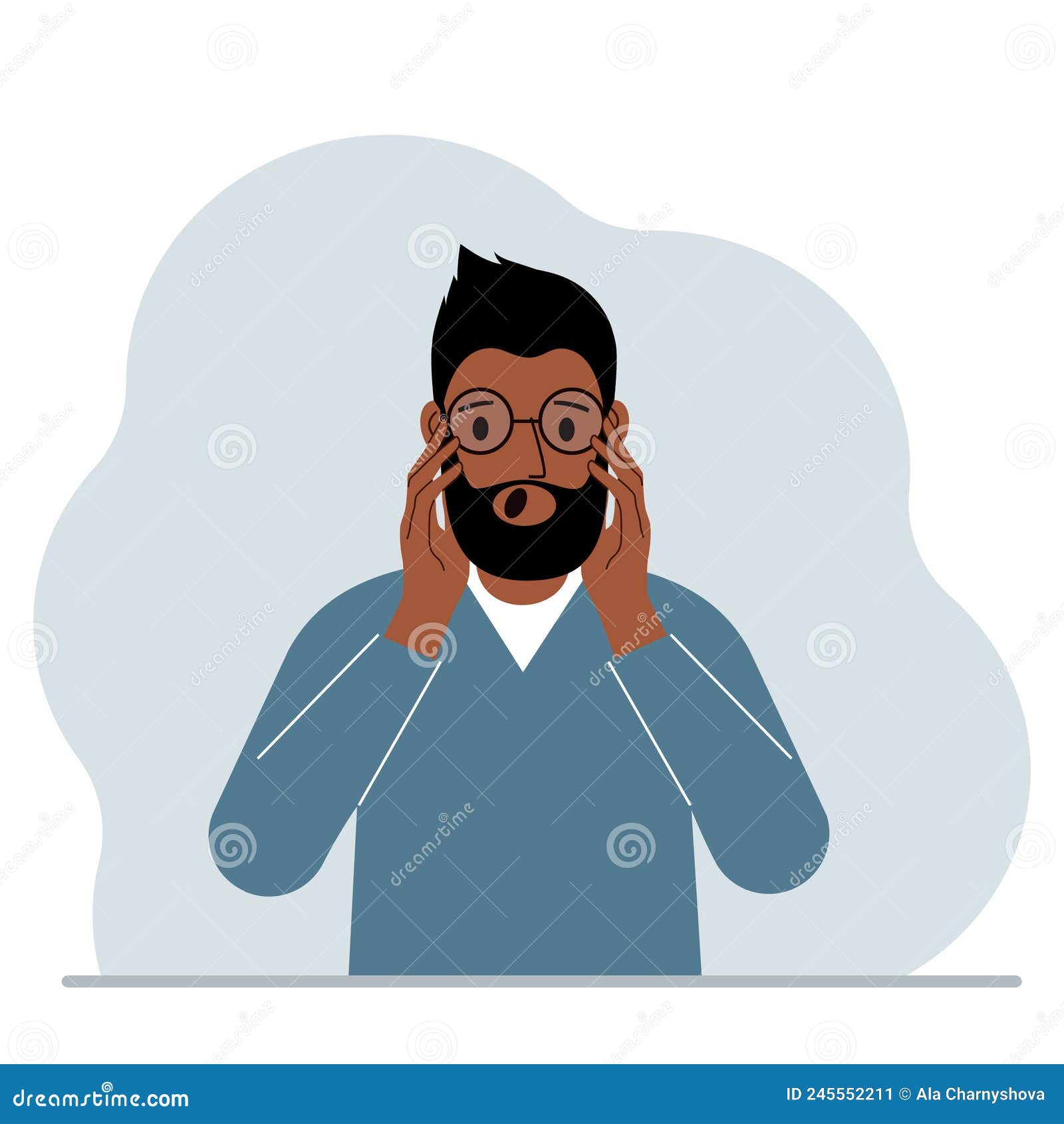 Surprised Man with Glasses. Vision Problem Concept Stock Vector ...