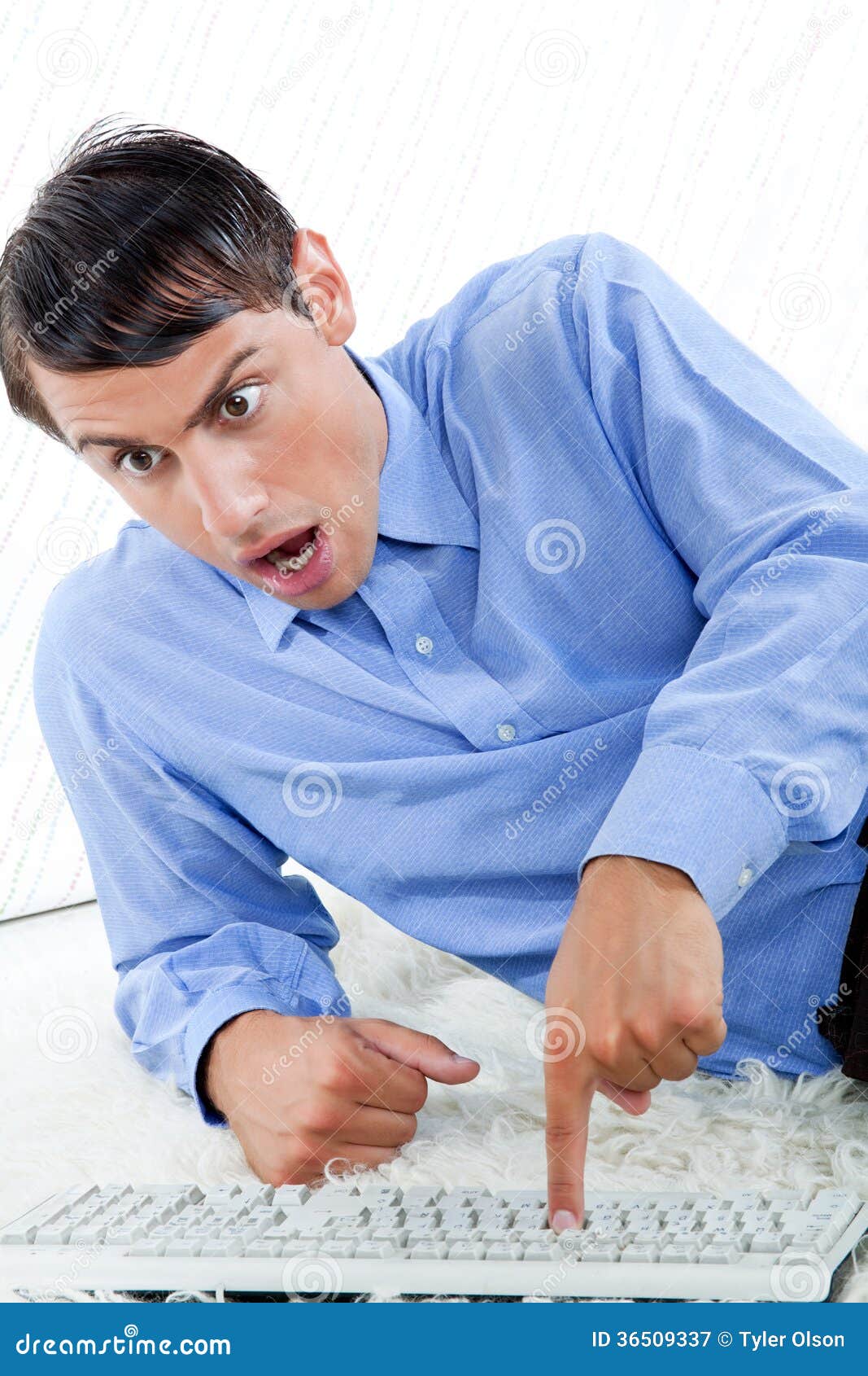 Surprised Man with Keyboard Stock Image - Image of caucasian, computer ...