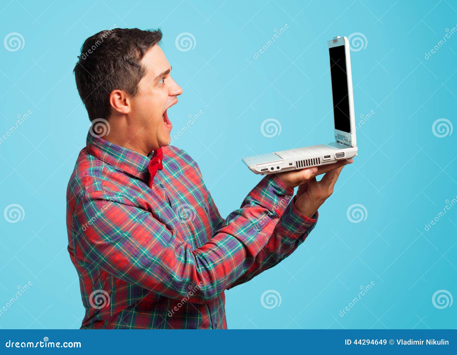 Surprised man with laptop stock image. Image of health - 44294649