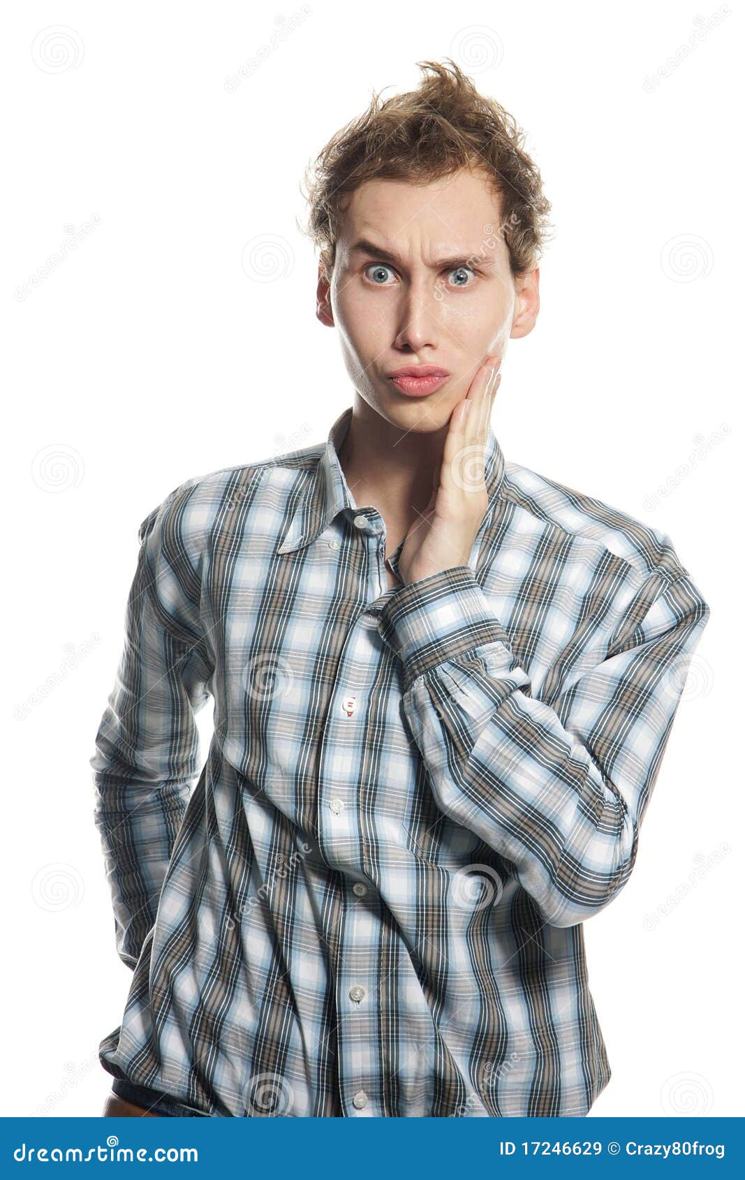 Surprised man over white stock image. Image of expression - 17246629