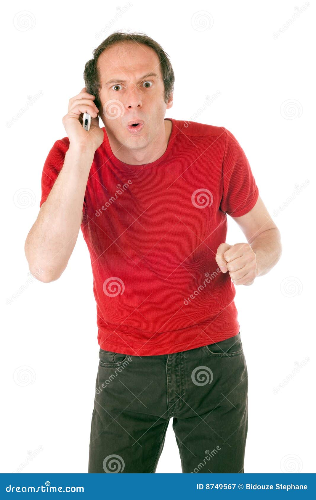 Surprised man phoning stock image. Image of talk, portrait - 8749567