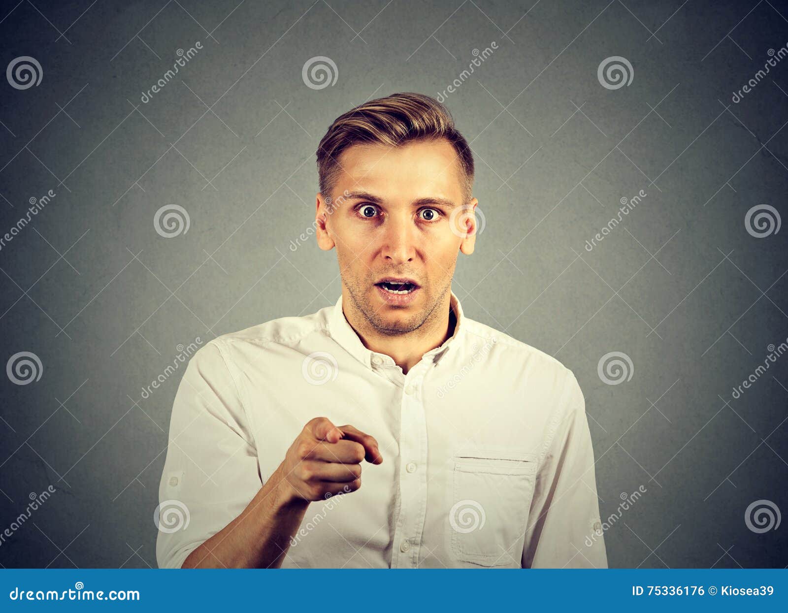 Surprised Man Pointing Finger at You Stock Photo - Image of pointing ...
