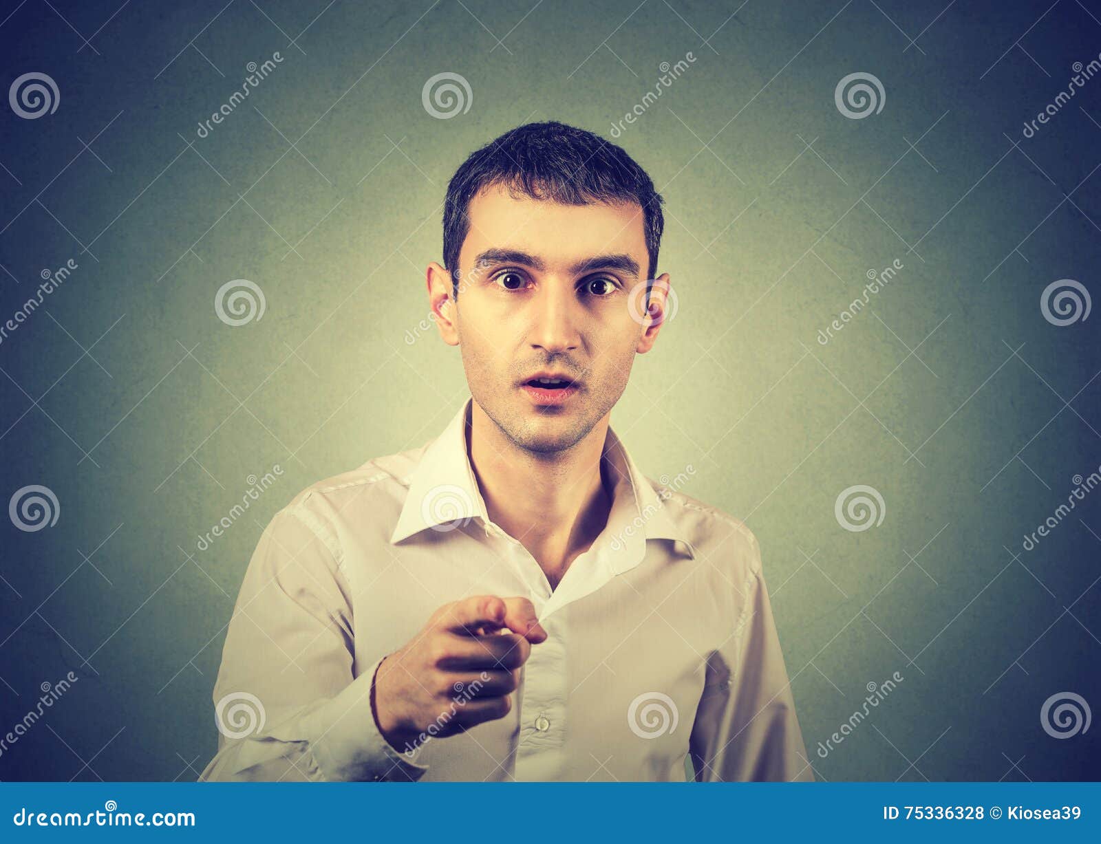 Surprised Man Pointing Finger at You Camera Stock Photo - Image of ...