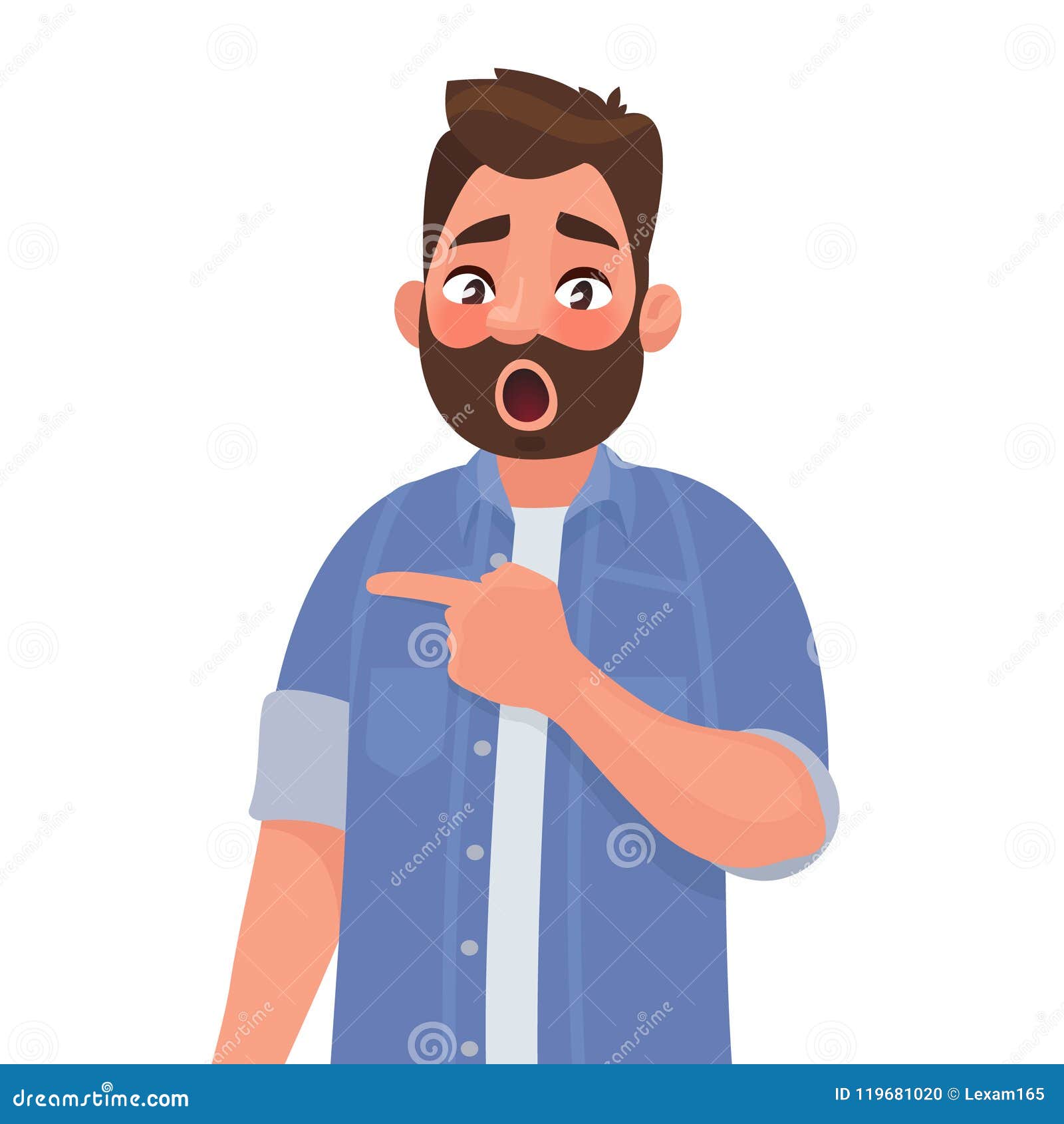 Surprised Man Points To Something. Element for an Incredible and Stock ...