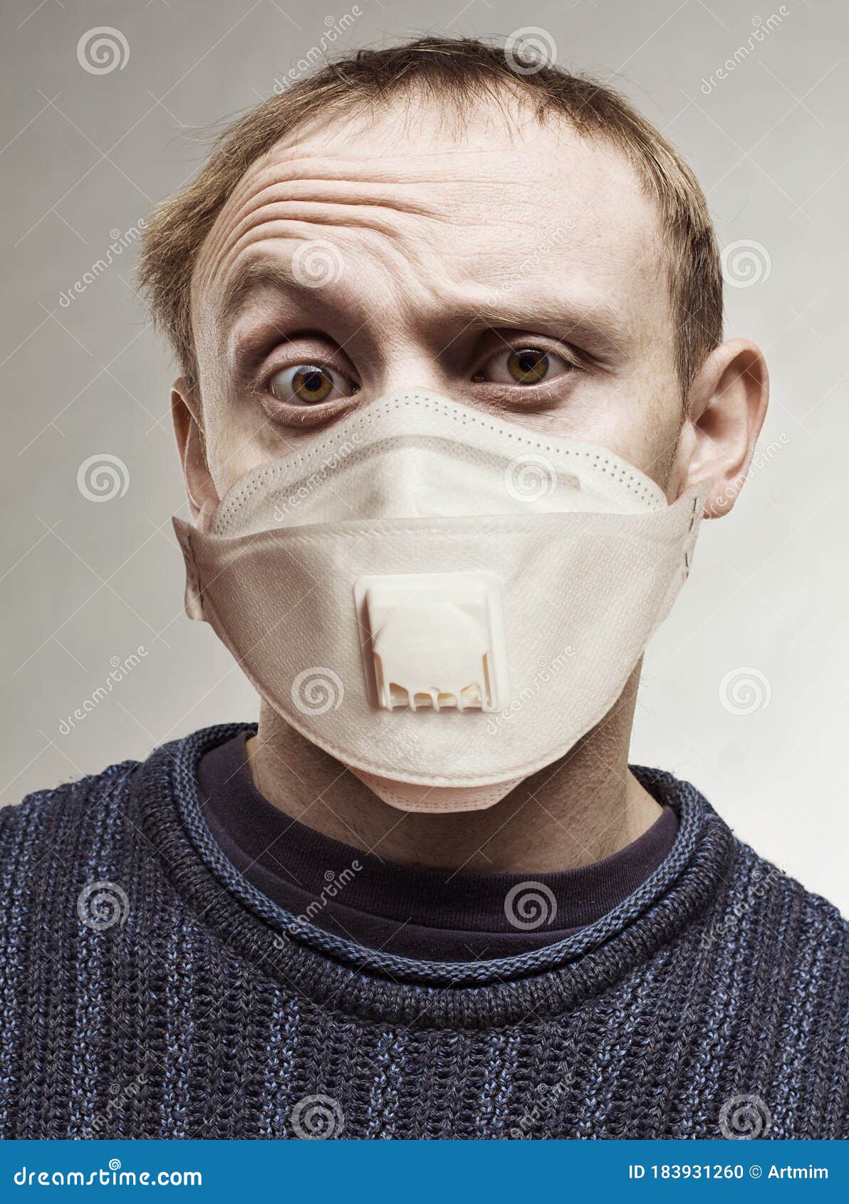 Surprised Man in Protective Mask Portrait Stock Photo - Image of ...