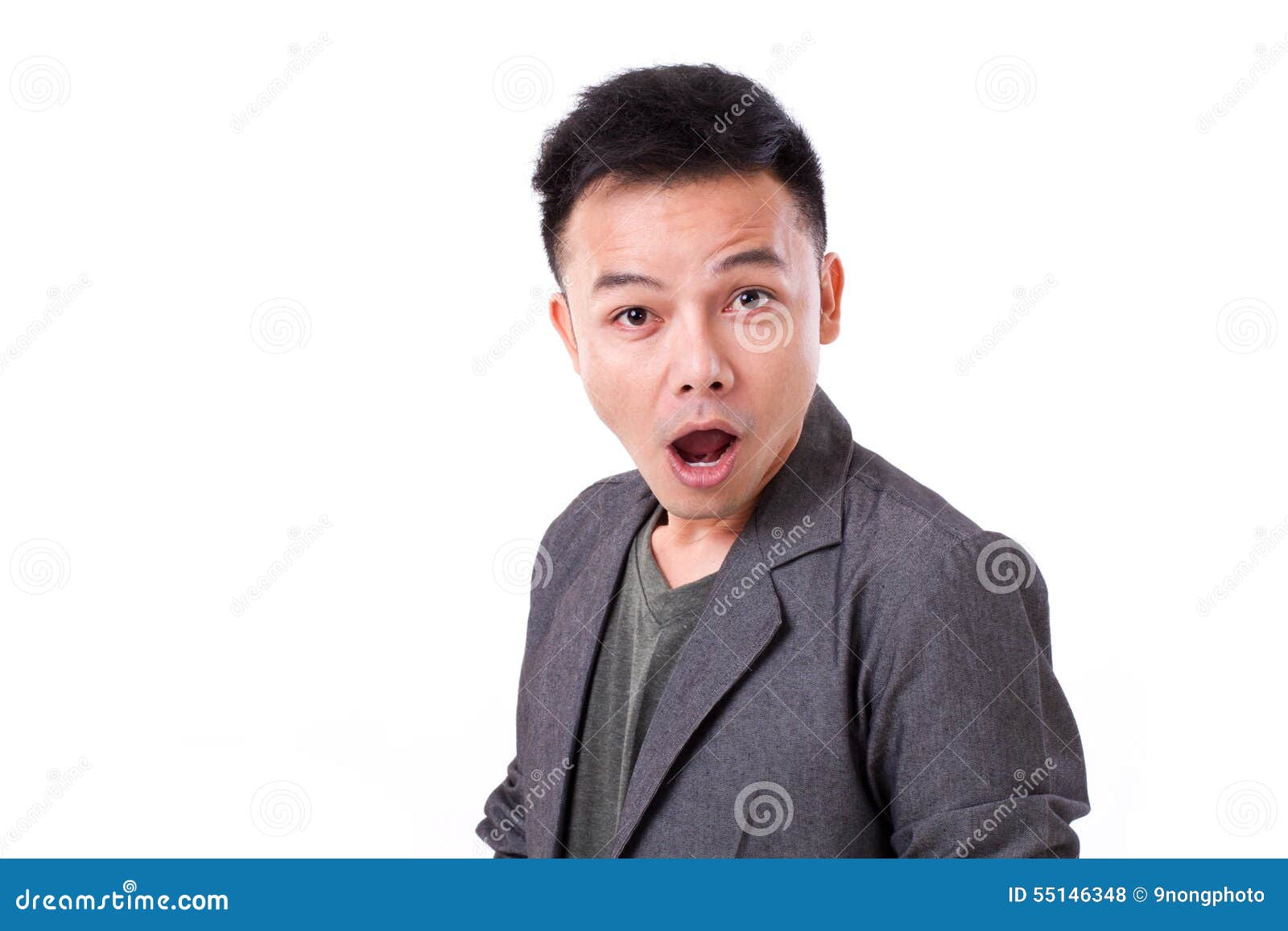 Surprised Man S Emotion Expression Stock Photo - Image of amazed, grey ...