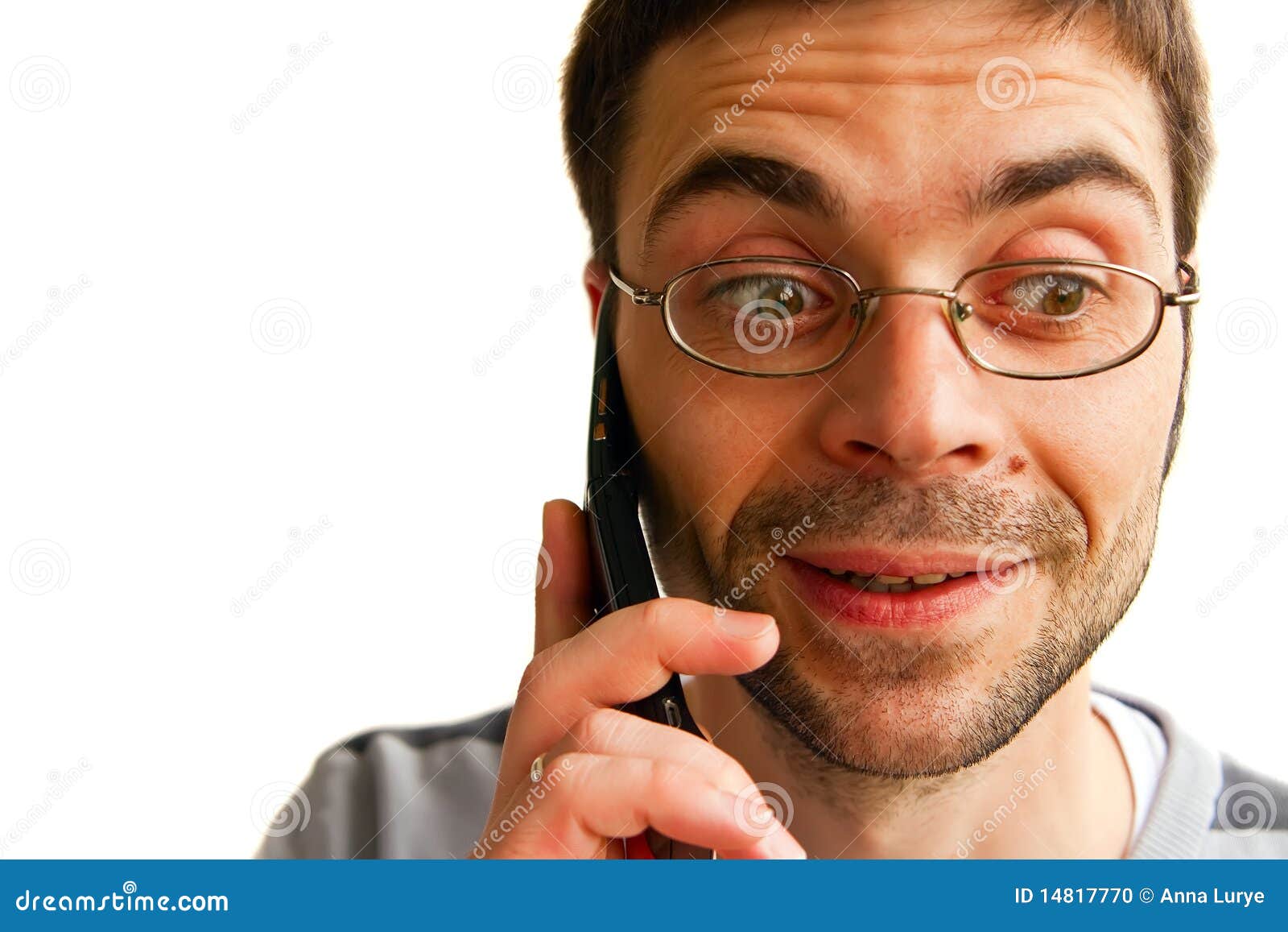Surprised Man Talking by Phone Stock Photo - Image of wonder, phone ...