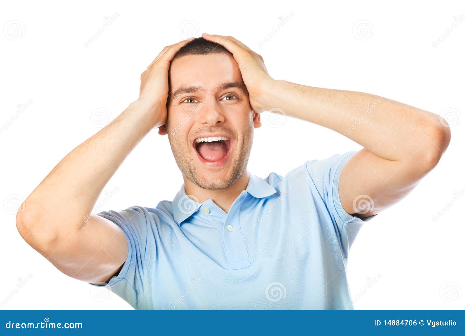 Surprised man, on white stock photo. Image of dental - 14884706