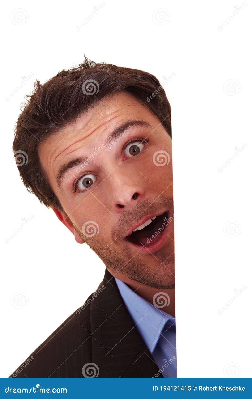 Surprised Manager Behind Sign Stock Image - Image of copy, show: 194121415