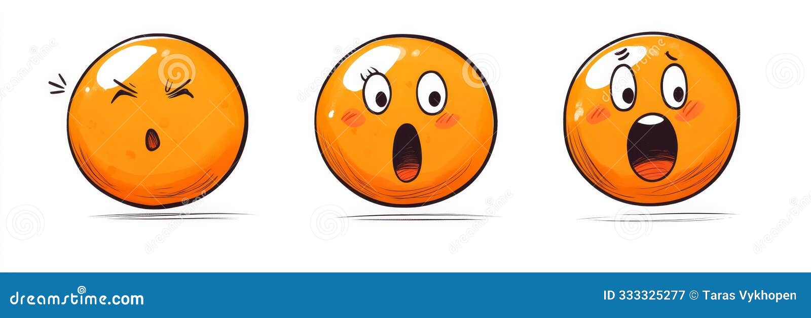 Surprised Orange Emoticons in Doodle Style on a White Background ...