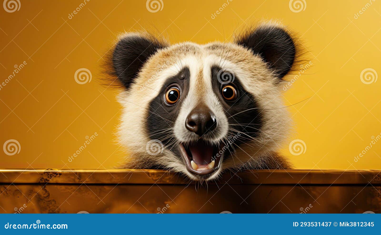 Surprised Panda With Big Eyes On Red Background Stock Image ...