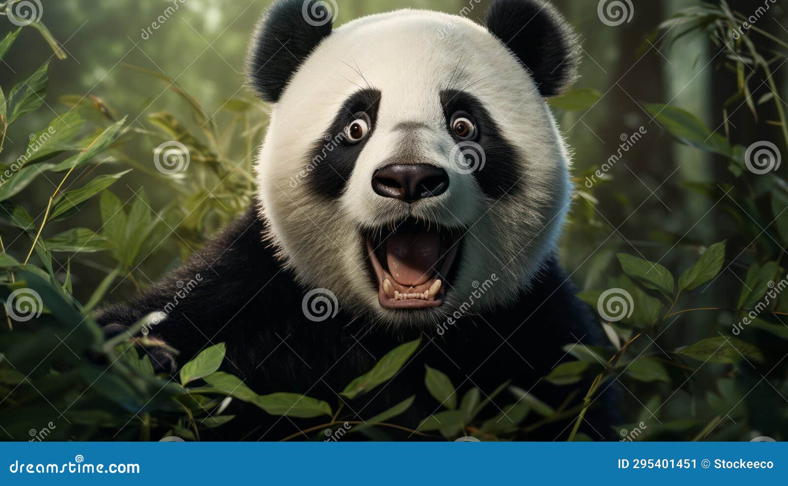 Surprised Panda in Realistic Hyper-detailed Rendering Stock ...