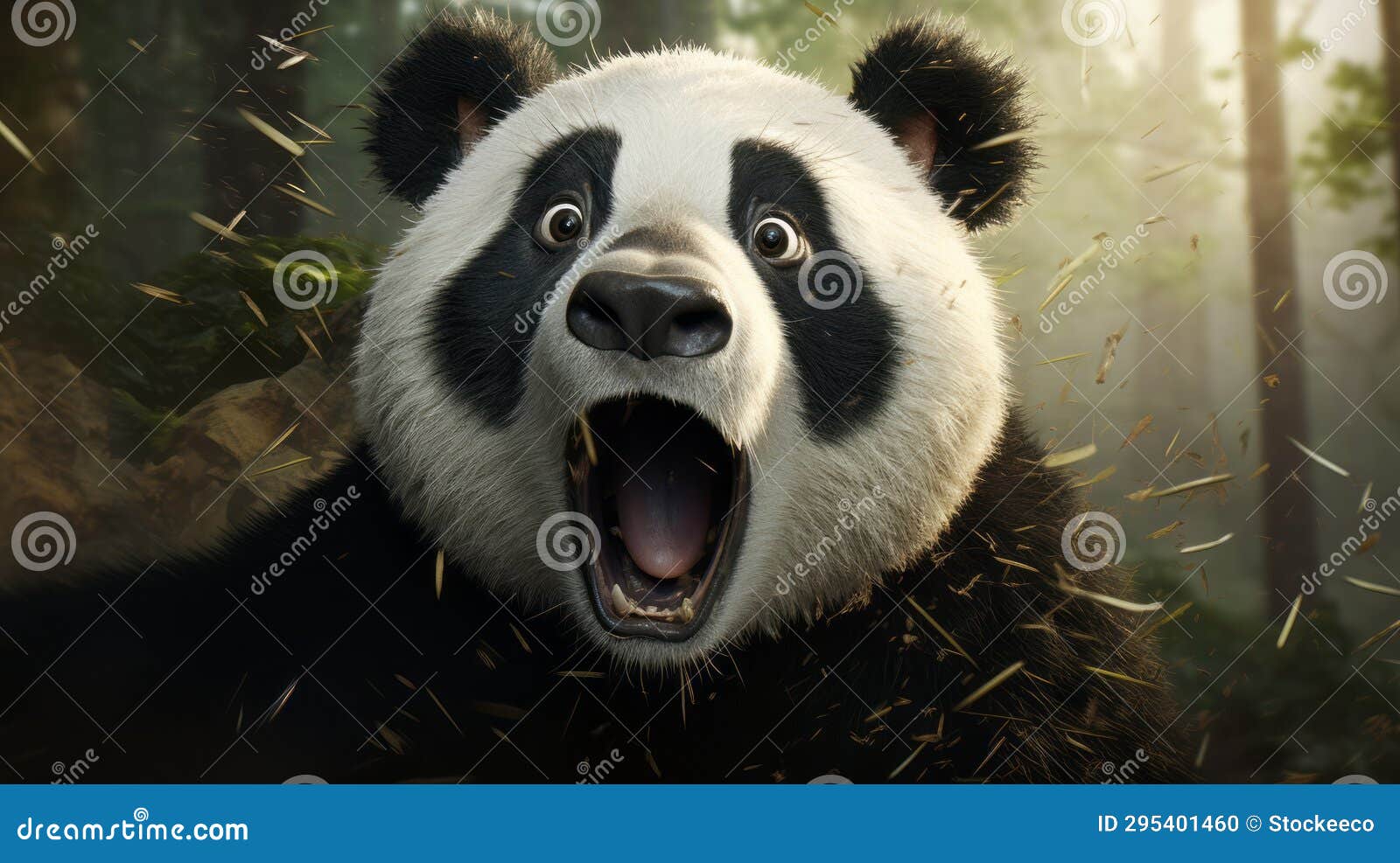 Surprised Panda Screaming in Photorealistic Forest: Explosive ...