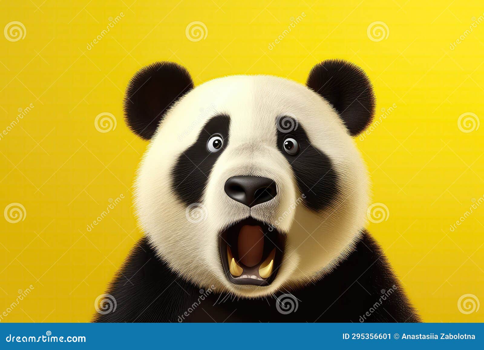 Surprised Panda Standing on Yellow Background Stock Illustration ...