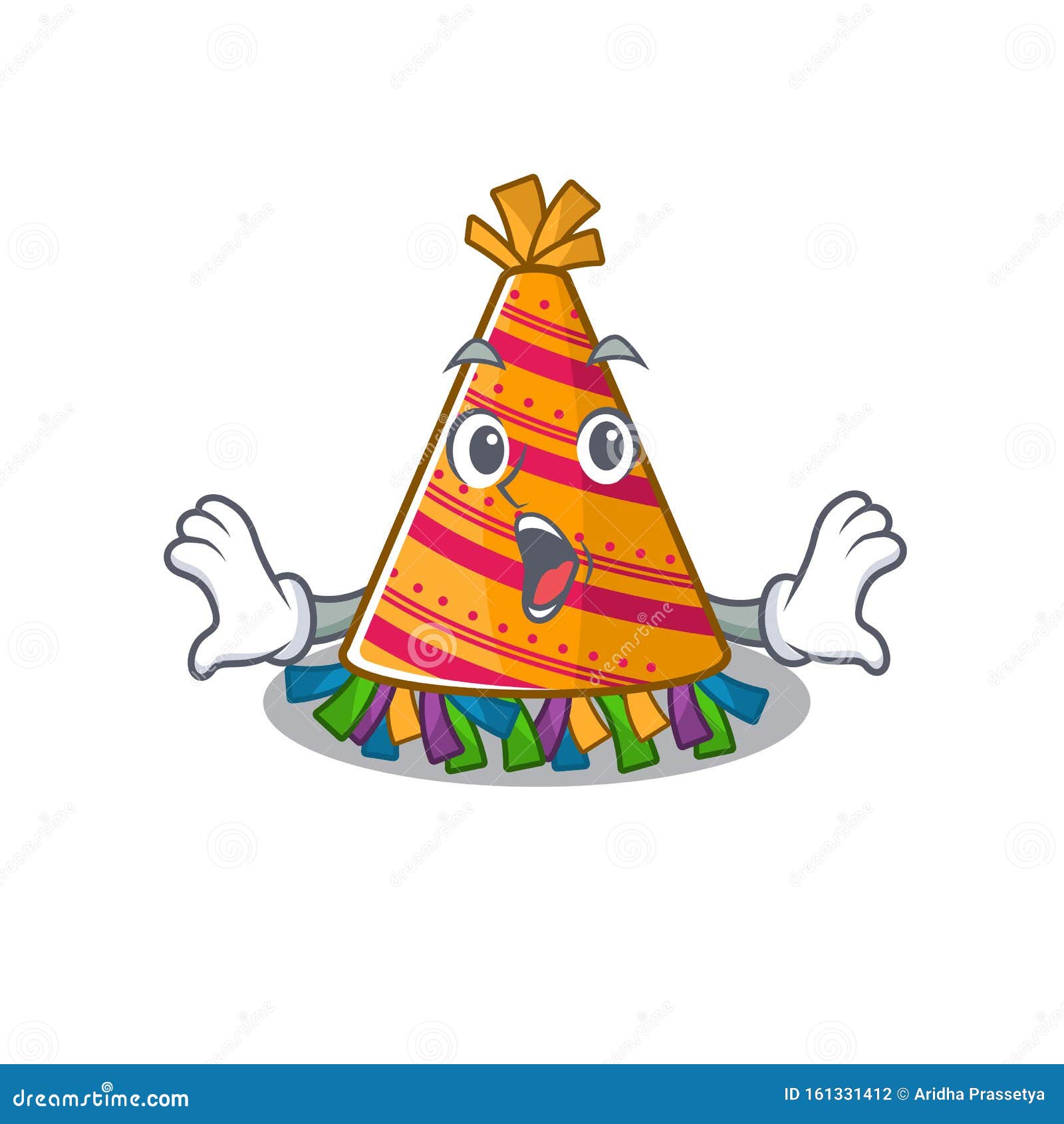 Surprised Party Hat Cartoon with Character Shape Stock Vector ...