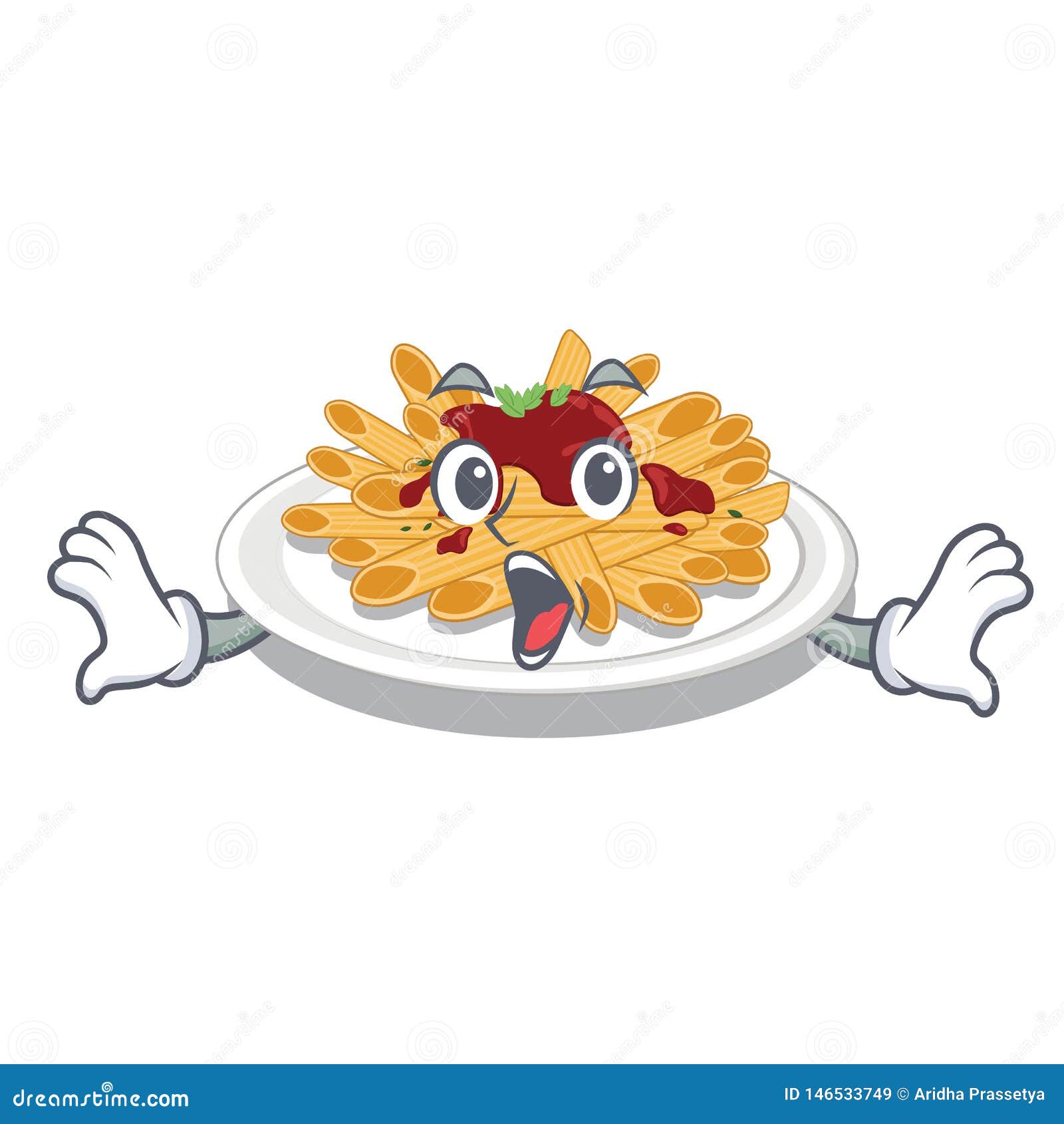 Surprised Pasta in the a Mascot Shape Stock Vector - Illustration of ...