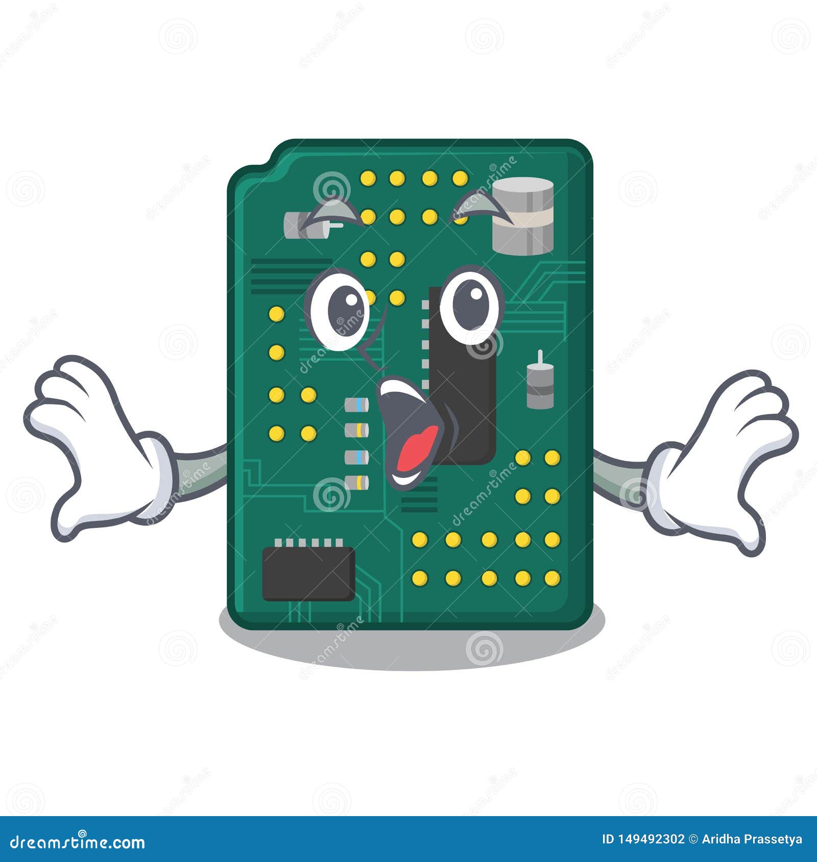 Surprised PCB Circuit Board in PC Characters Stock Vector ...
