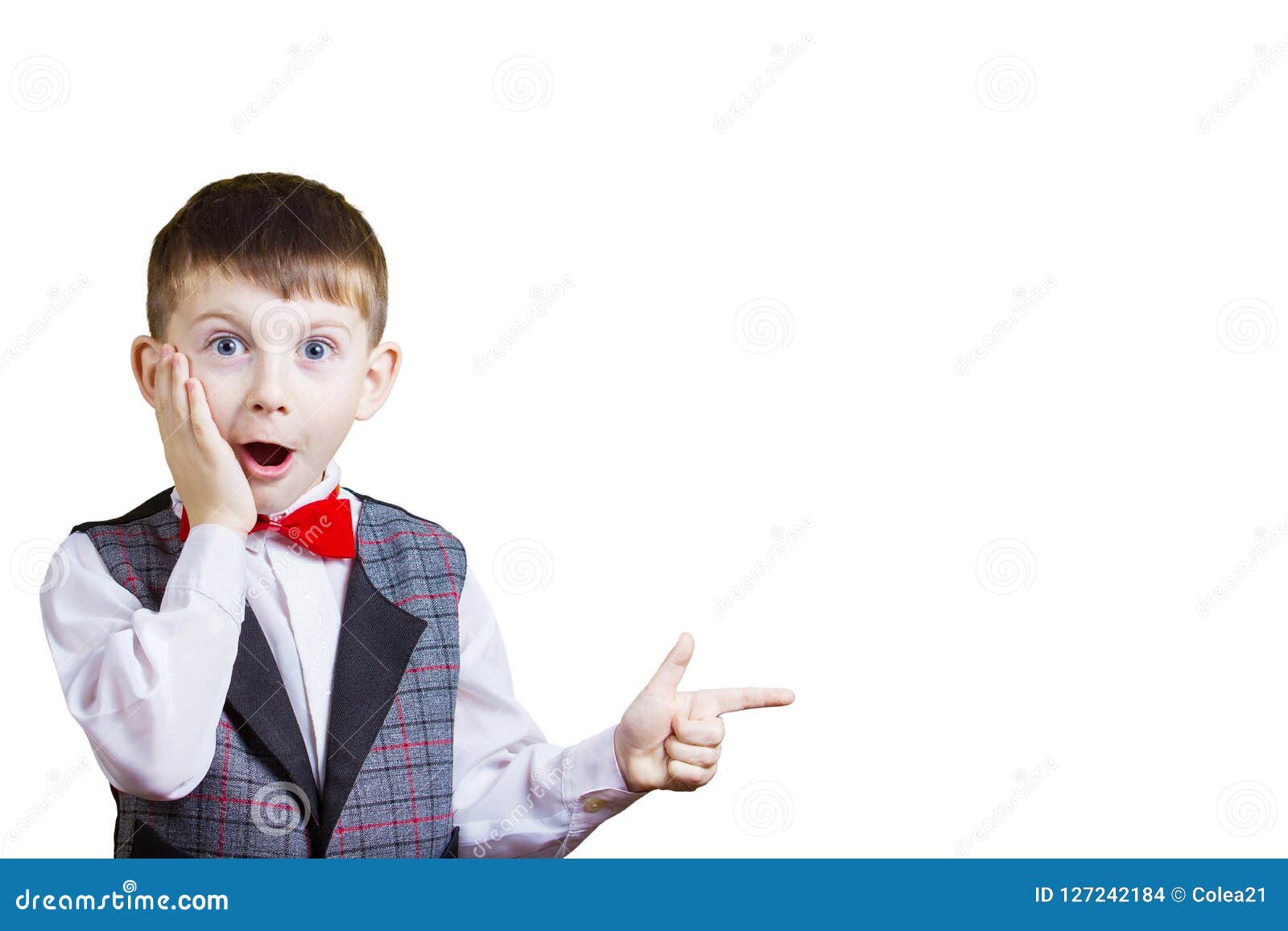 Surprised Pointing Little Boy Stock Photo - Image of pointing, isolated ...
