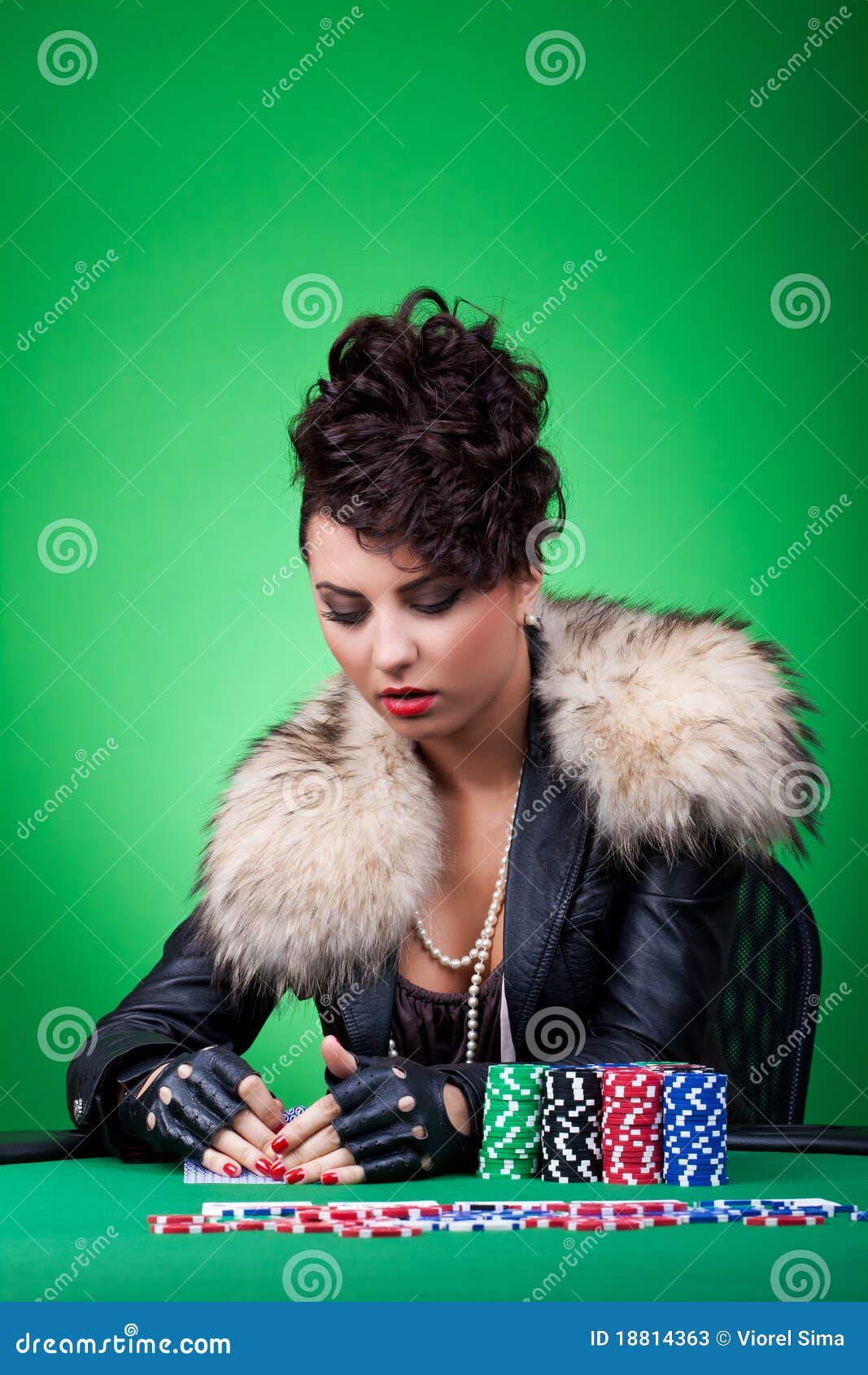 Surprised poker player stock image. Image of female, beautiful - 18814363