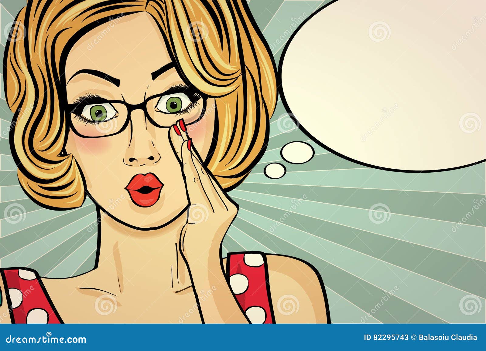 Surprised Pop Art Woman Comic Woman With Speech Bubble Stock Vector