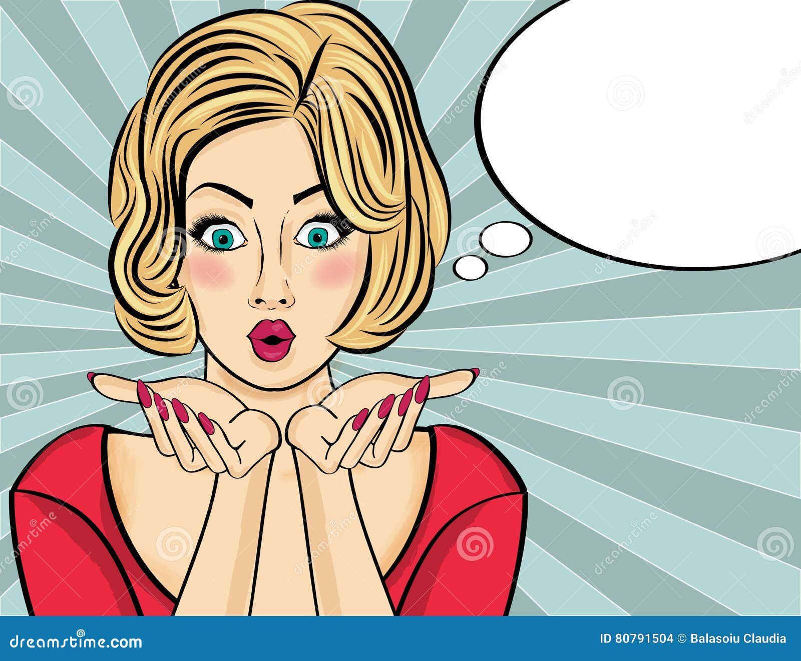 Surprised Pop Art Woman Comic Woman With Speech Bubble Stock Vector