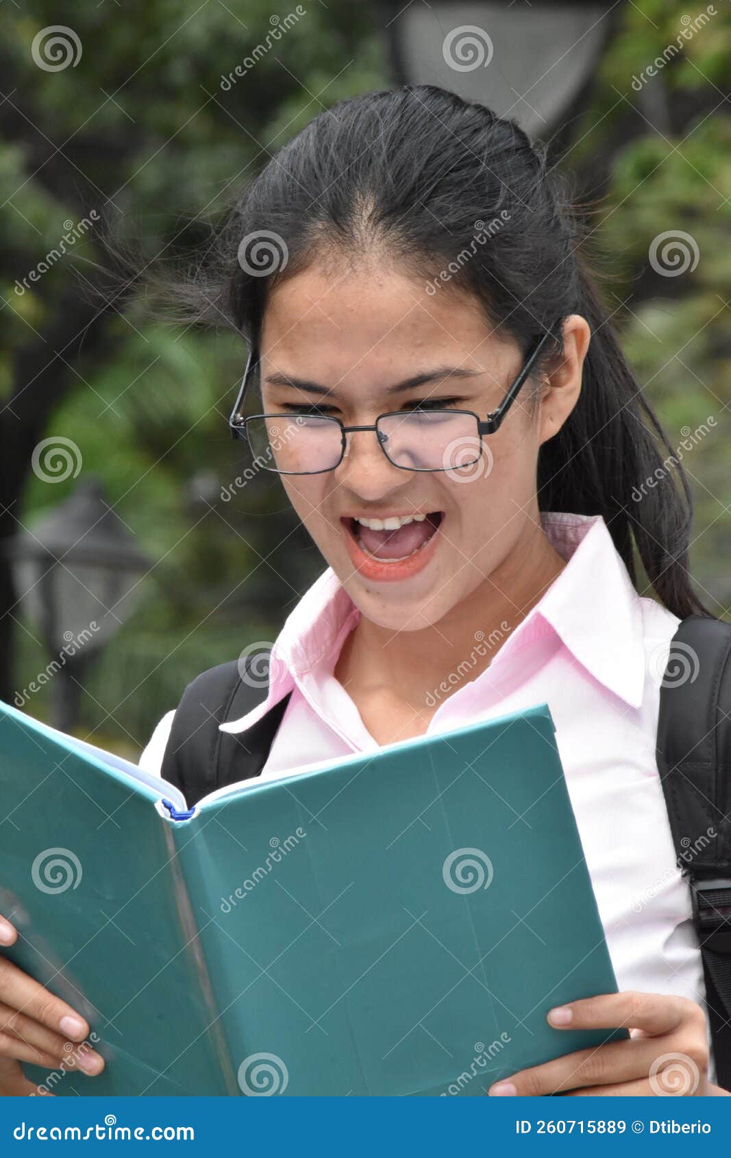 Surprised Pretty Female Student with Notebooks Stock Image - Image of ...