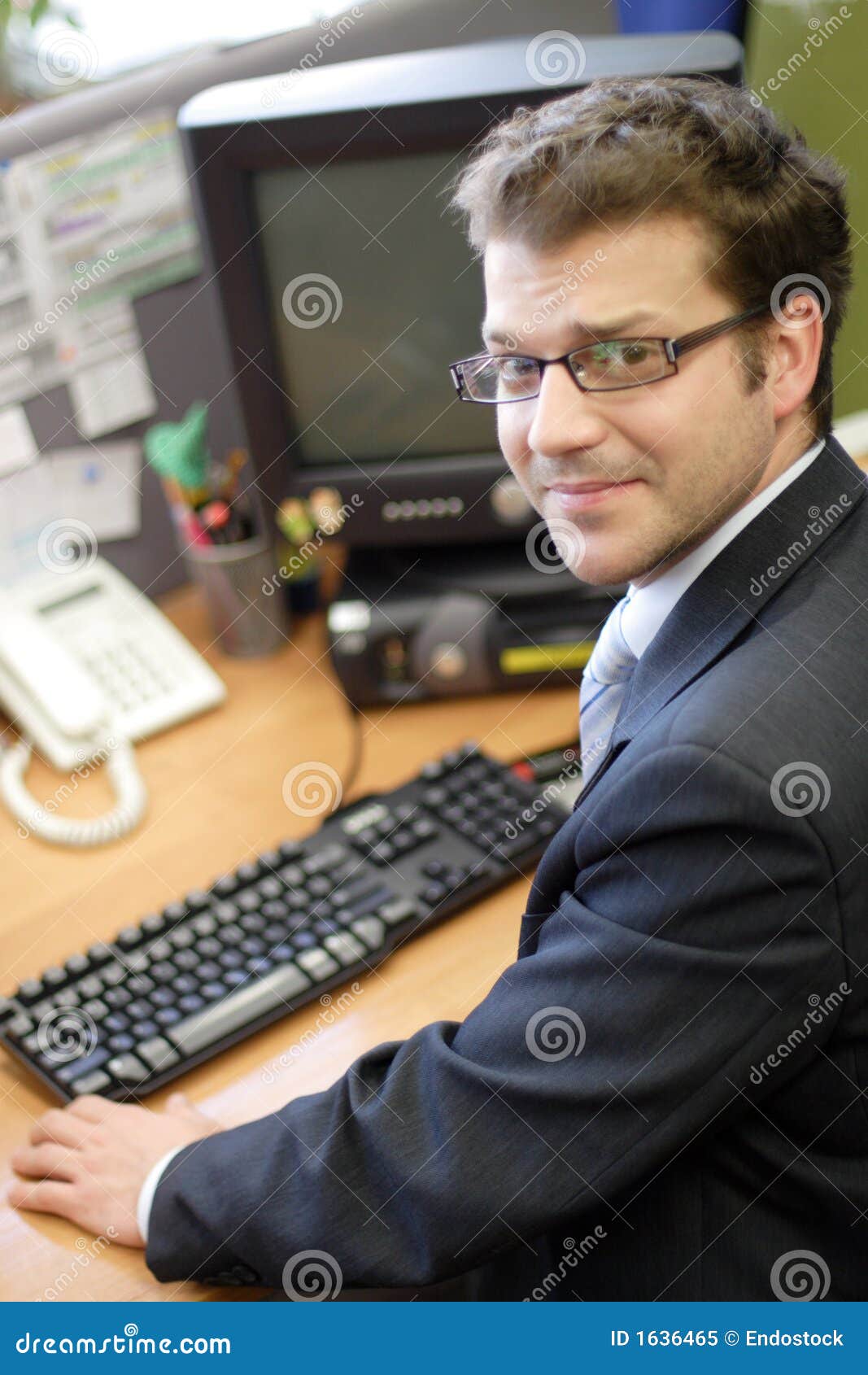 Surprised Professional Working on Pc Stock Image - Image of corporative ...