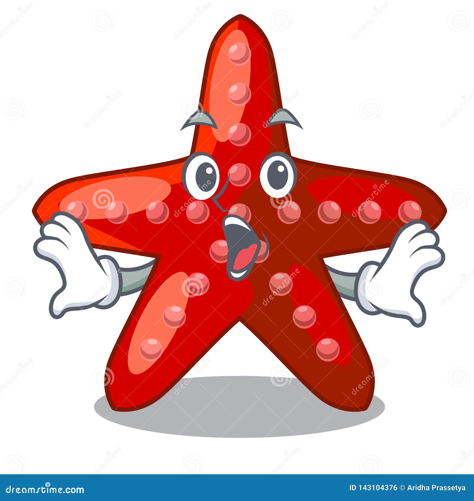 Surprised Red Starfish in the Cartoon Shape Stock Vector - Illustration ...
