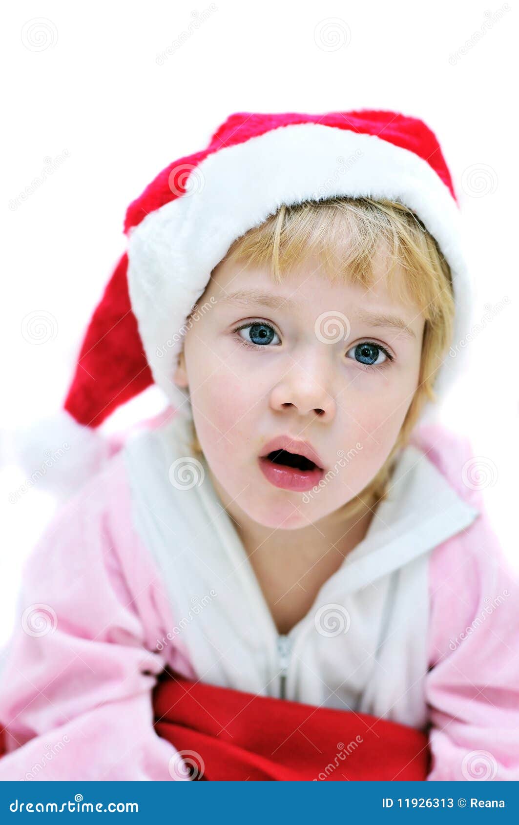 Surprised Santa girl stock image. Image of beautiful - 11926313