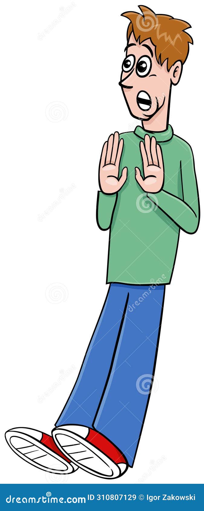 Surprised or Scared Cartoon Young Man Comic Character Stock Vector ...