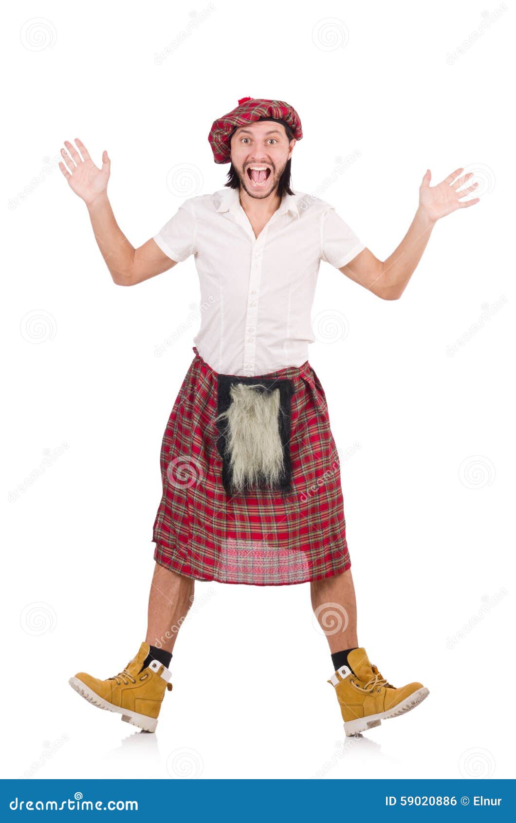 Surprised Scotsman Isolated on White Stock Photo - Image of costume ...