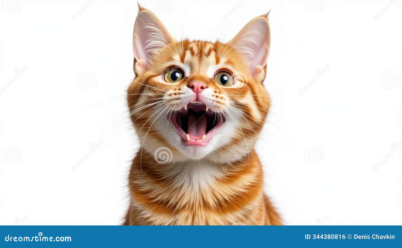Surprised Screaming Cat is Isolated on White Background with a Funny ...
