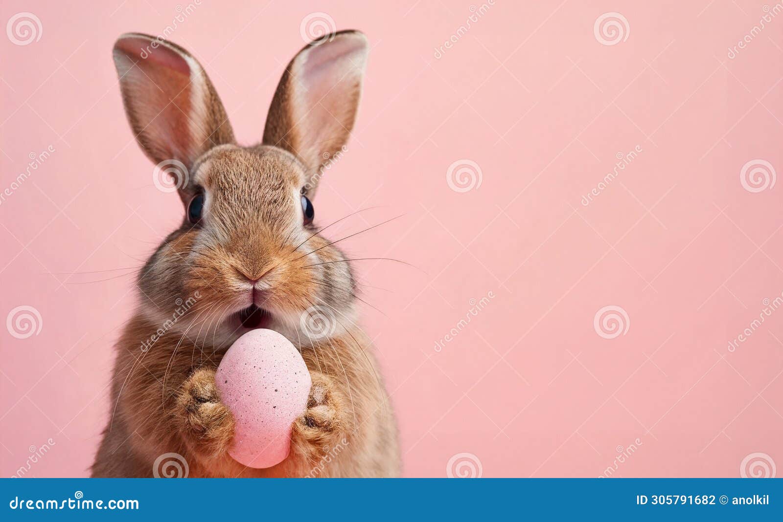 Surprised Shocked Bunny with Easter Egg on Pink Background. AI ...