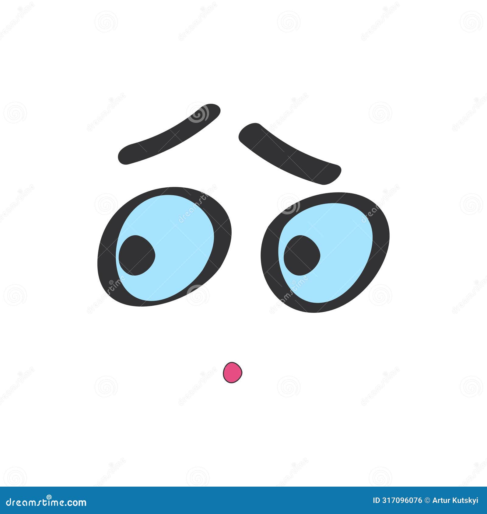 Surprised or Shy Facial Expression, Funny Character in Doodle Style ...