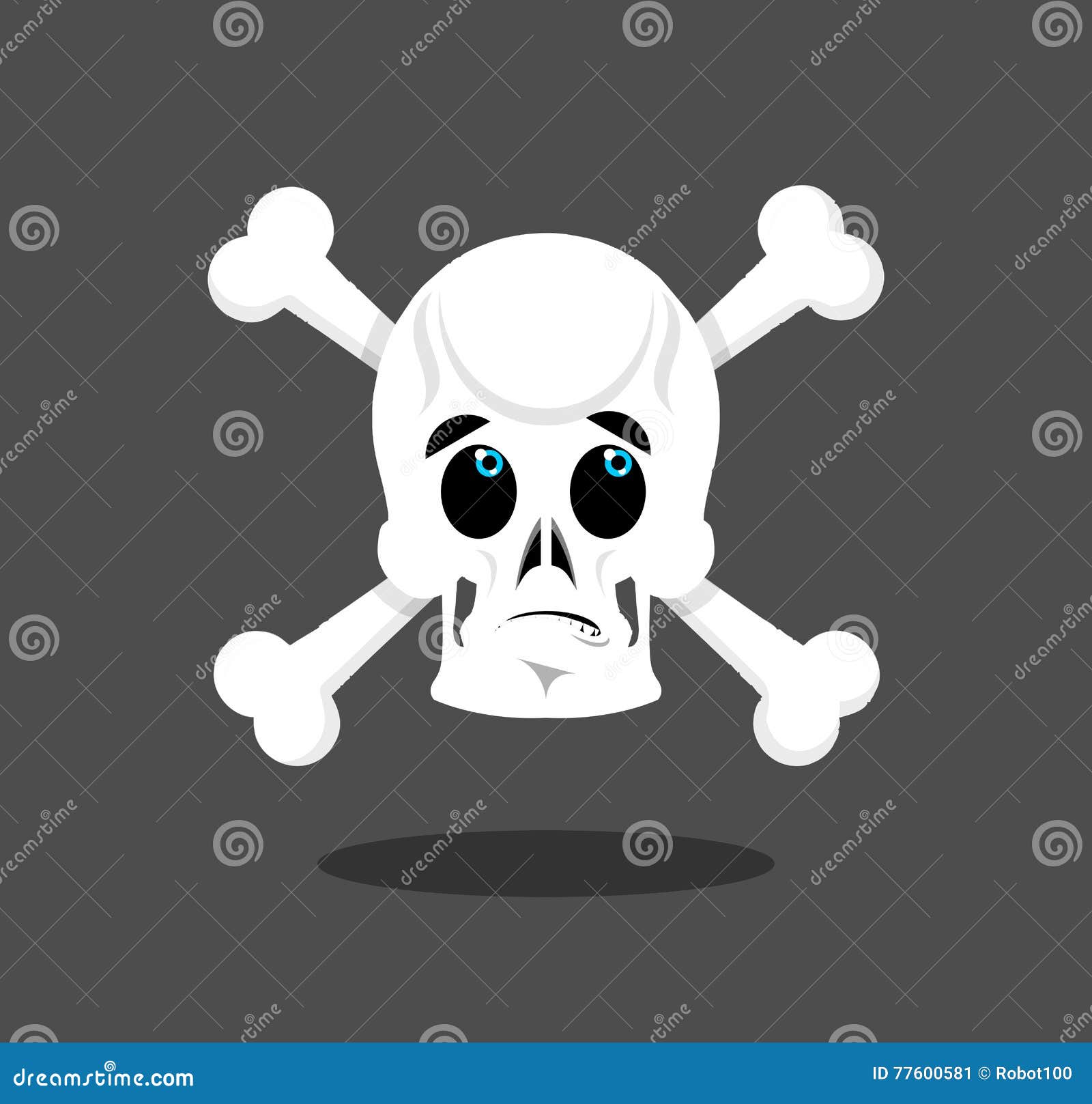 Surprised Skull Emotion. Crossbones Stock Vector - Illustration of ...