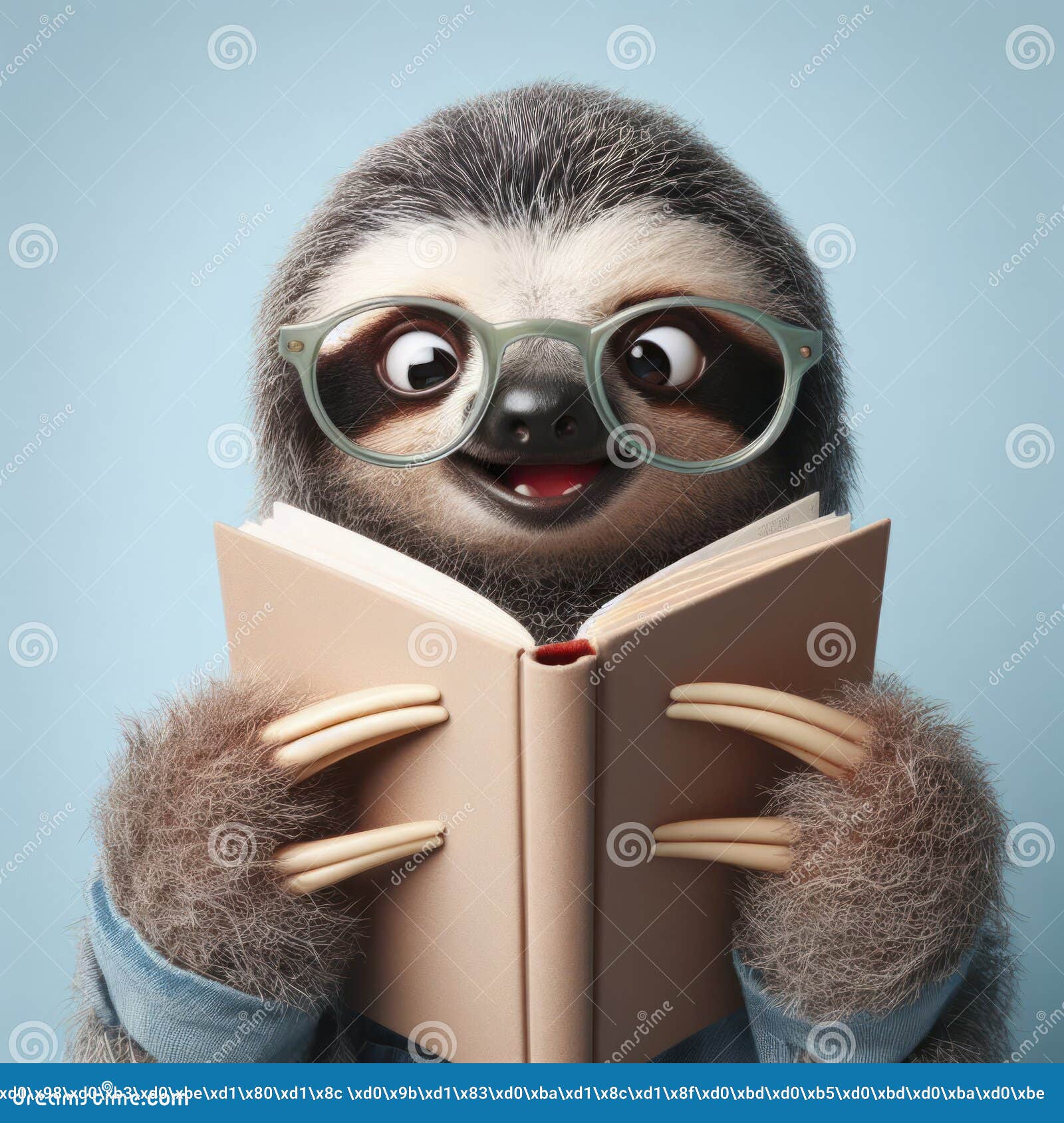 Surprised Sloth in Glasses Holding Opened Book. Ai Generative Stock ...