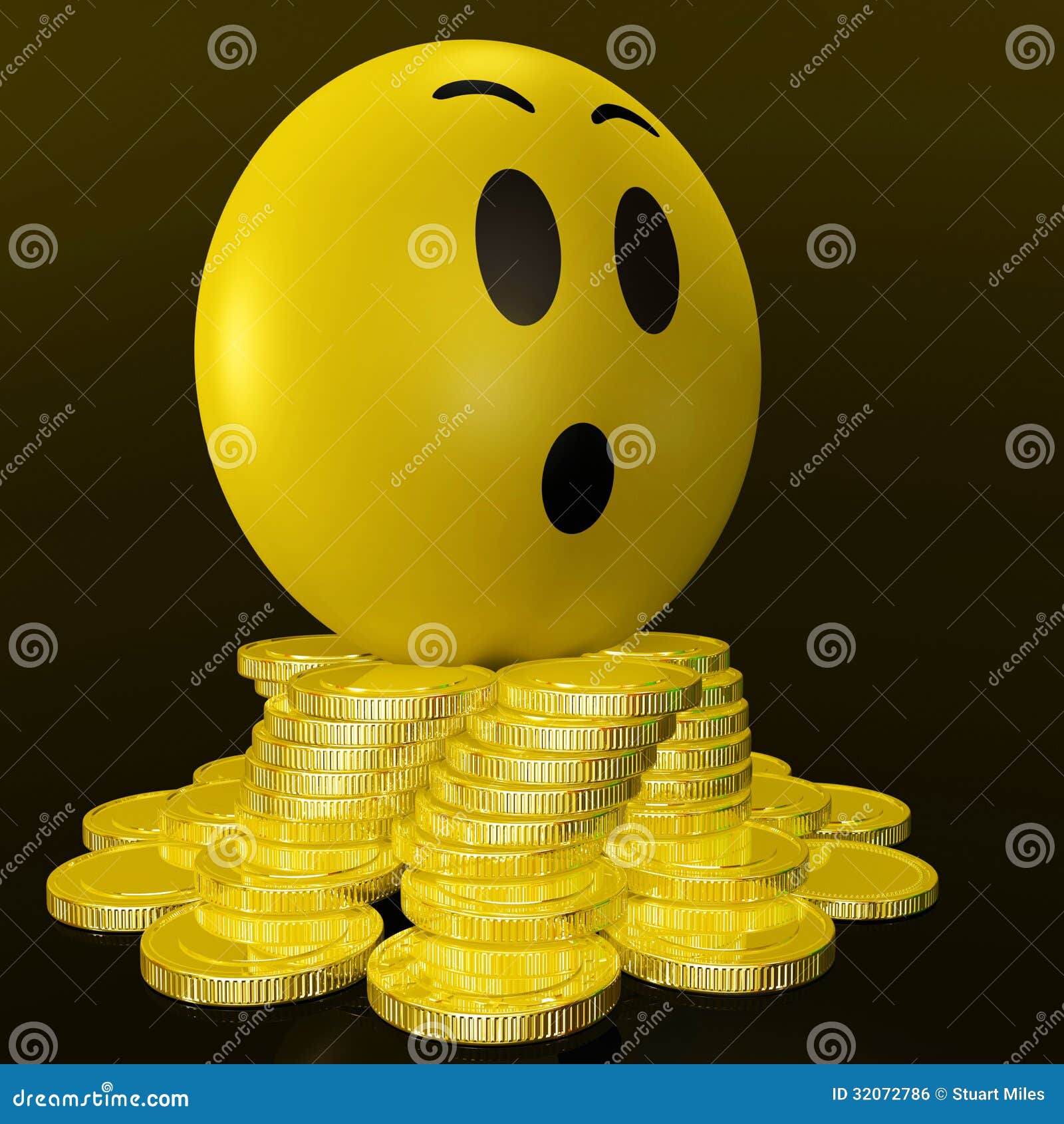 Smiley Coins Gold Icons, Signs Symbol Set Vector Illustration ...