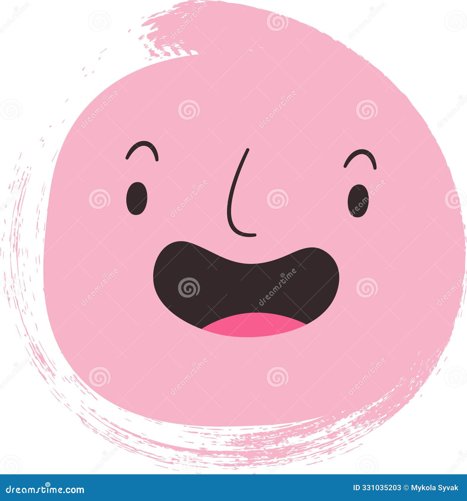 Surprised Smiley Face Circle Doodle Stock Illustration - Illustration ...