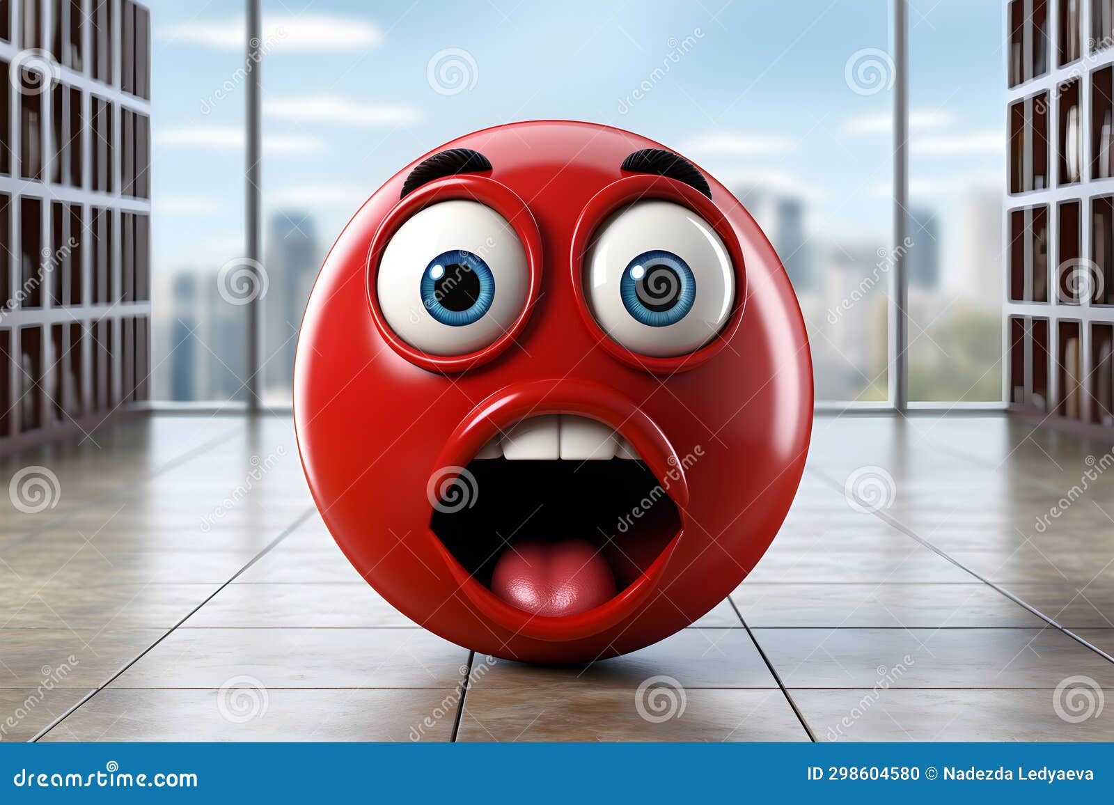 Surprised Smiley Face, Red 3D. Stock Illustration - Illustration of ...