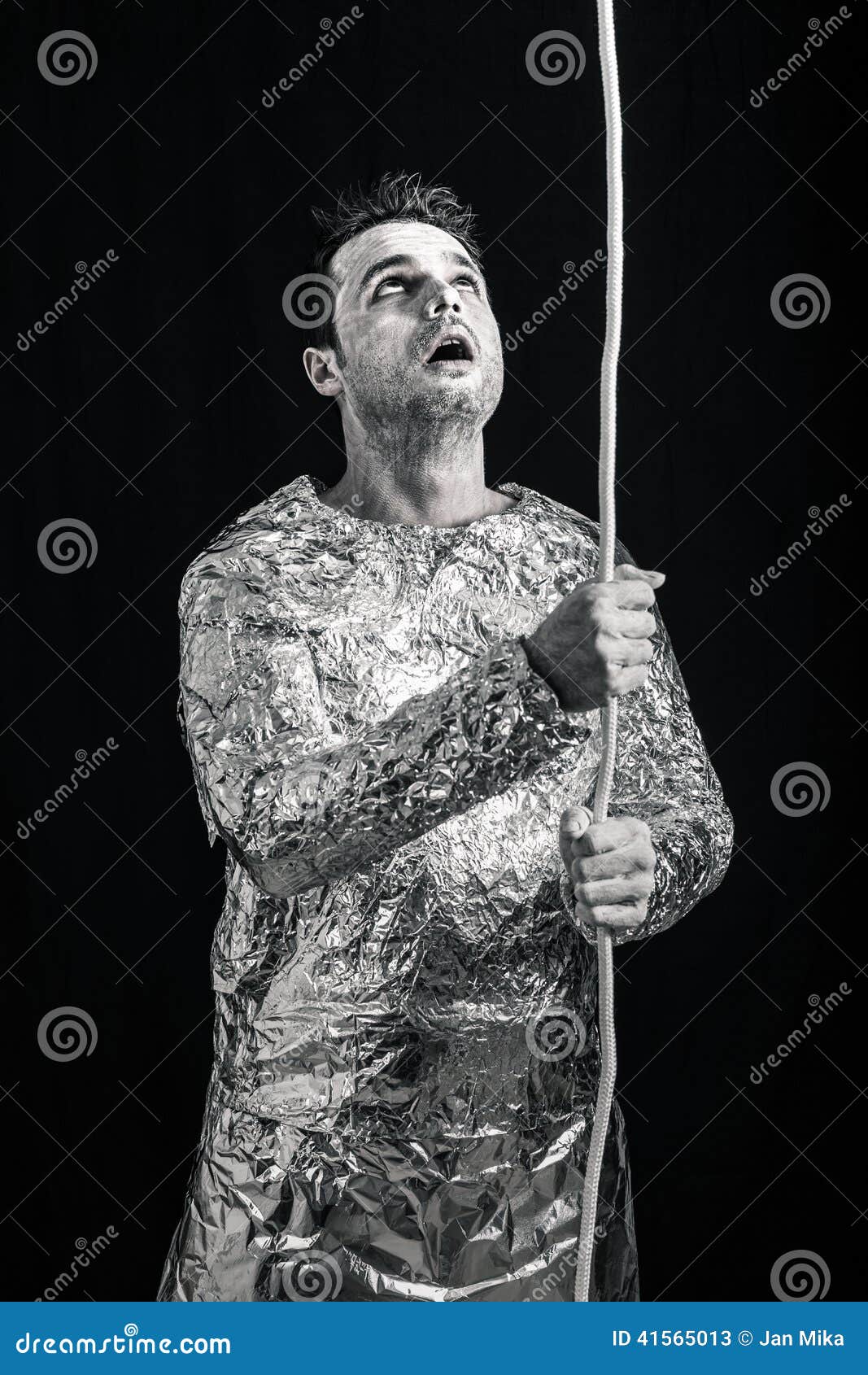 Surprised Spaceman with Rope Stock Image - Image of explorer, alien ...