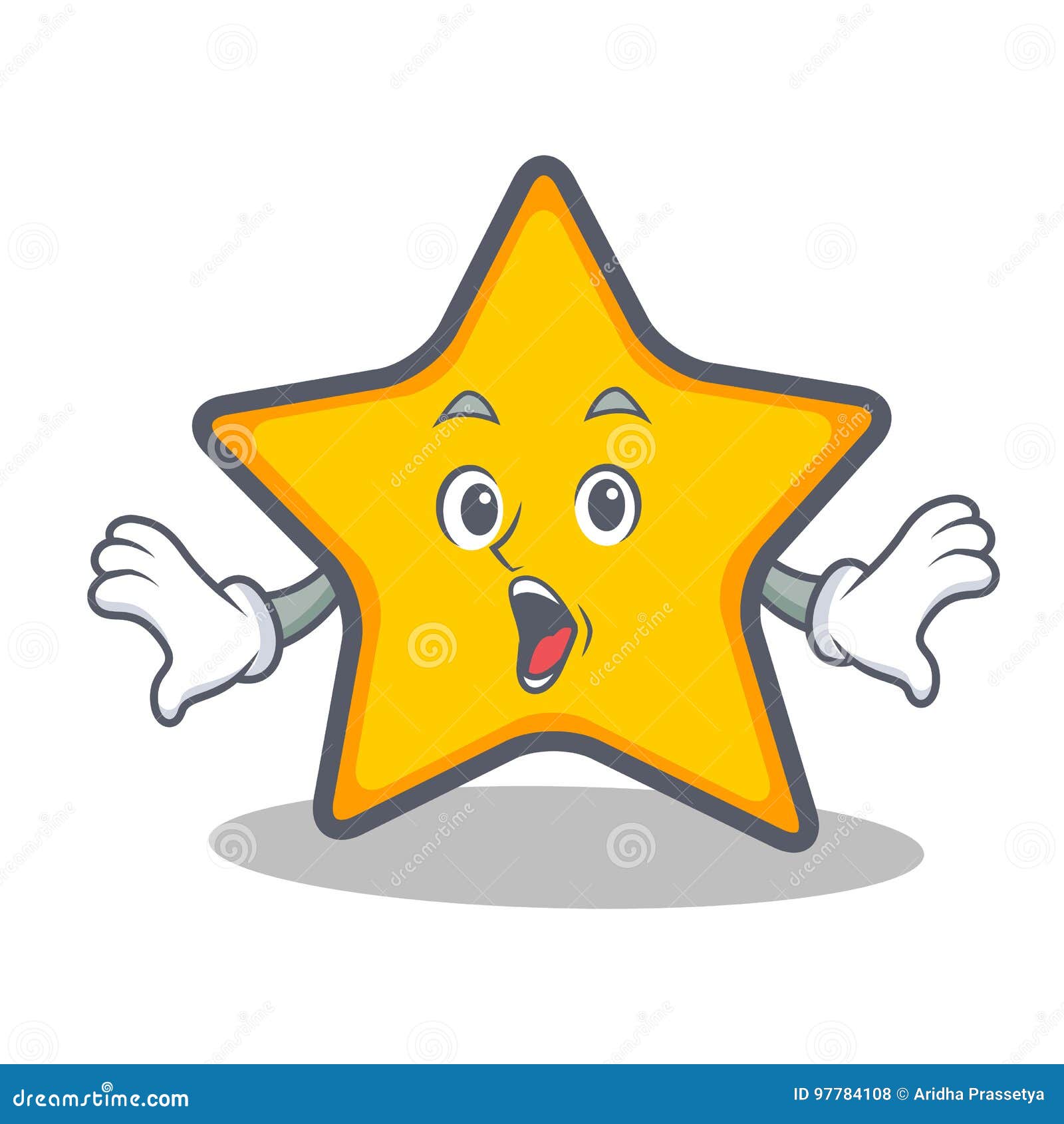 Surprised Star Character Cartoon Style Stock Vector - Illustration of ...