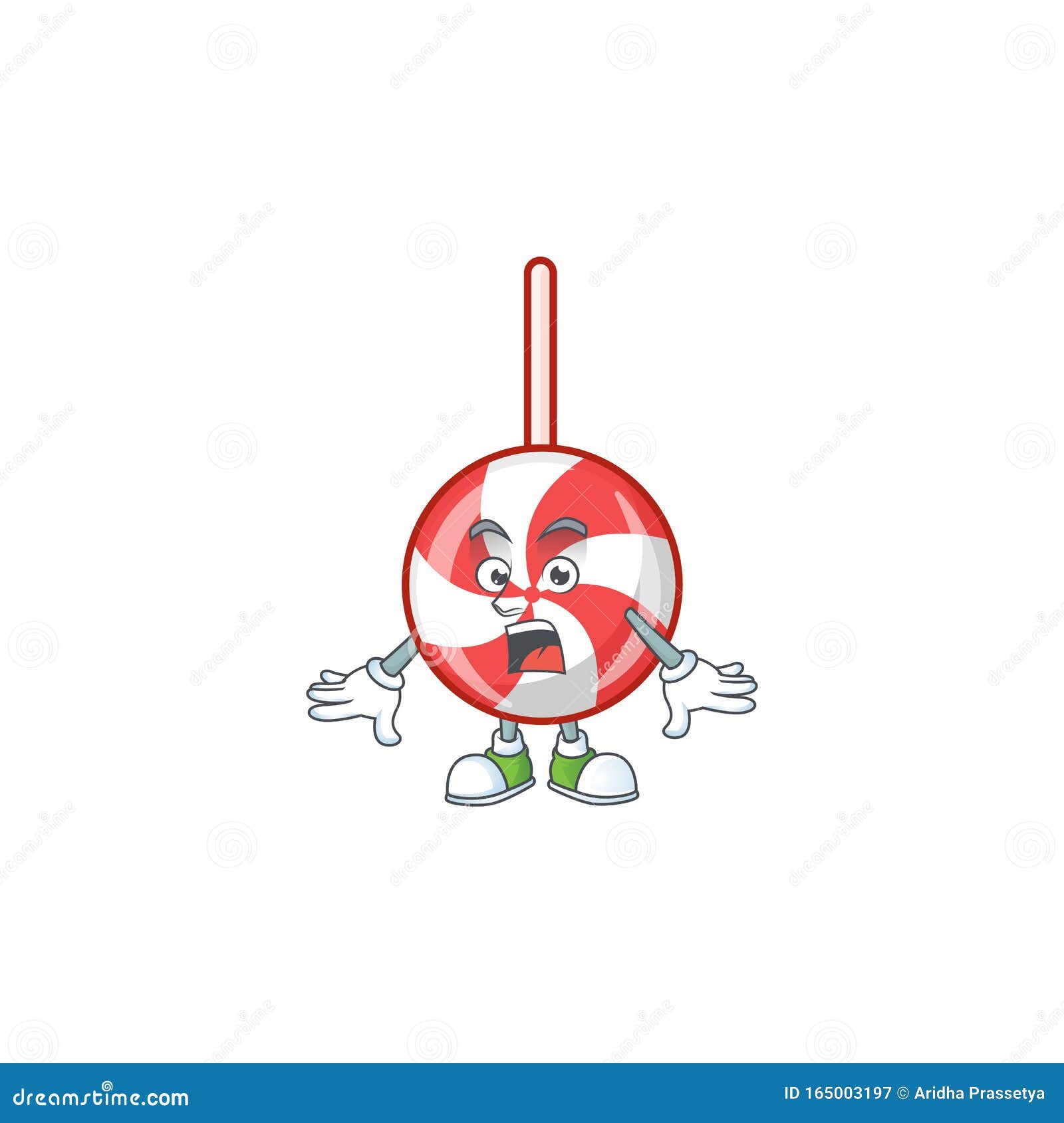 Surprised Striped Peppermint Candy Face Gesture on Cartoon Style Stock ...