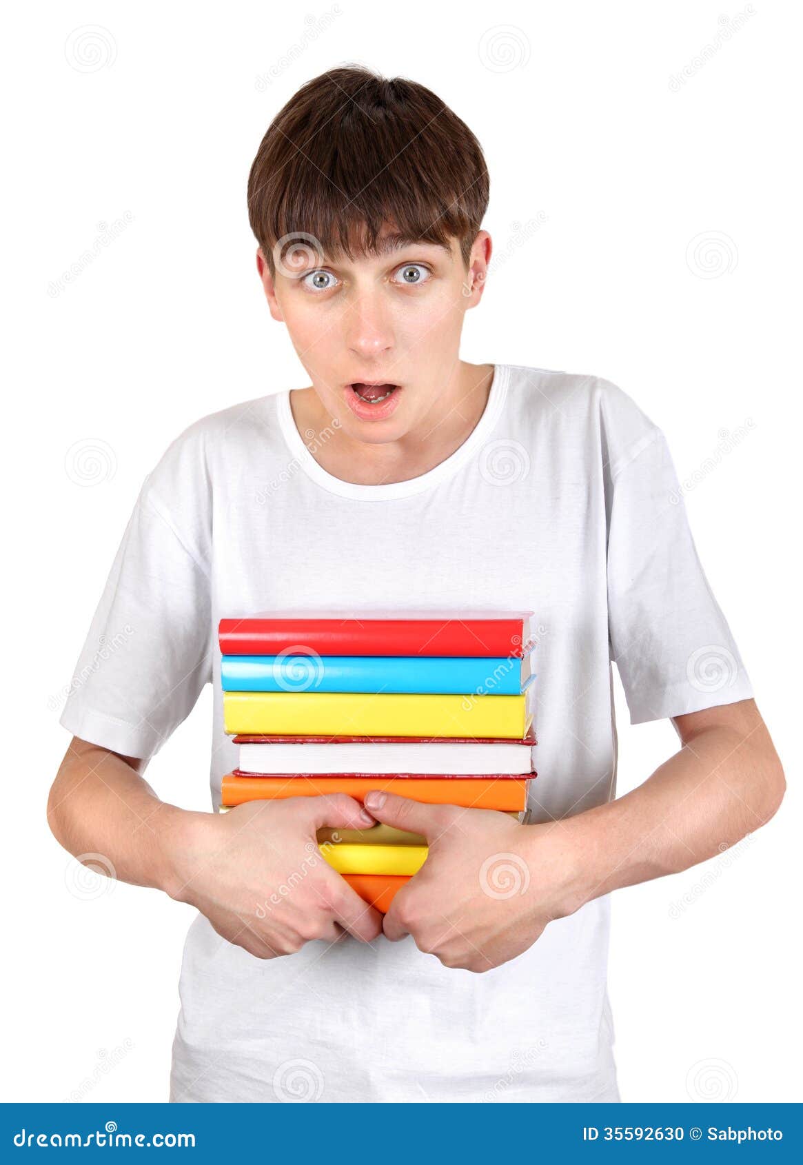 Surprised Student with a Books Stock Photo - Image of casual, schoolboy ...