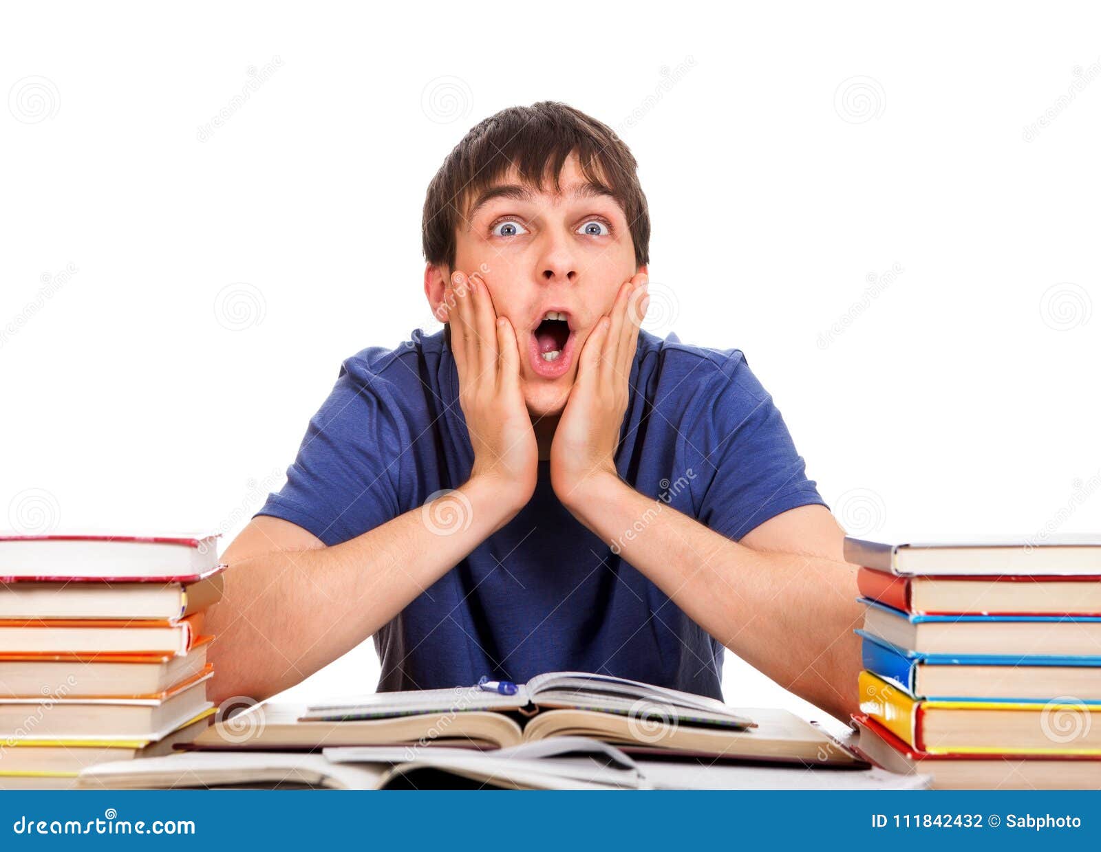 Surprised Student with a Books Stock Photo - Image of difficulty, face ...