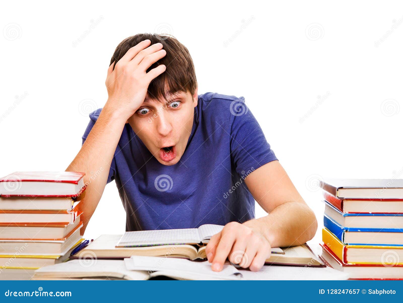 Surprised Student with a Books Stock Image - Image of perplexed ...