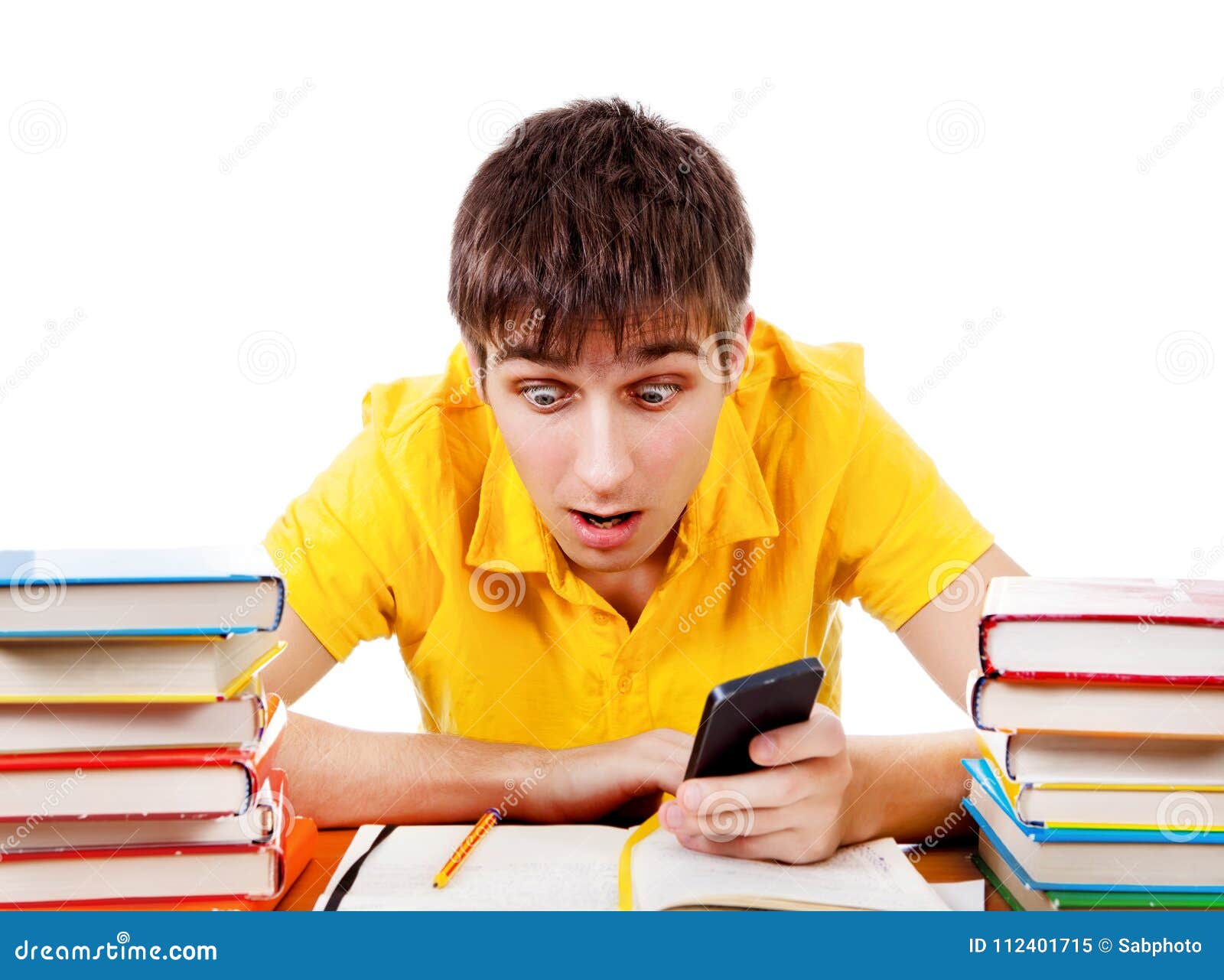 Surprised Student with a Phone Stock Image - Image of read, portable ...