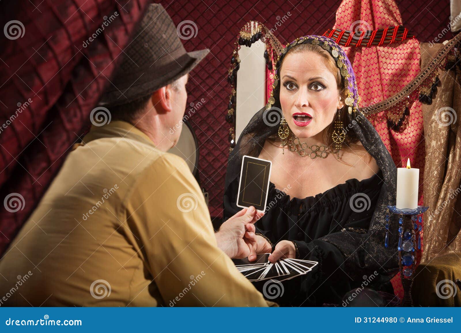 Surprised Tarot Card Reader Stock Photo - Image of female, afraid: 31244980
