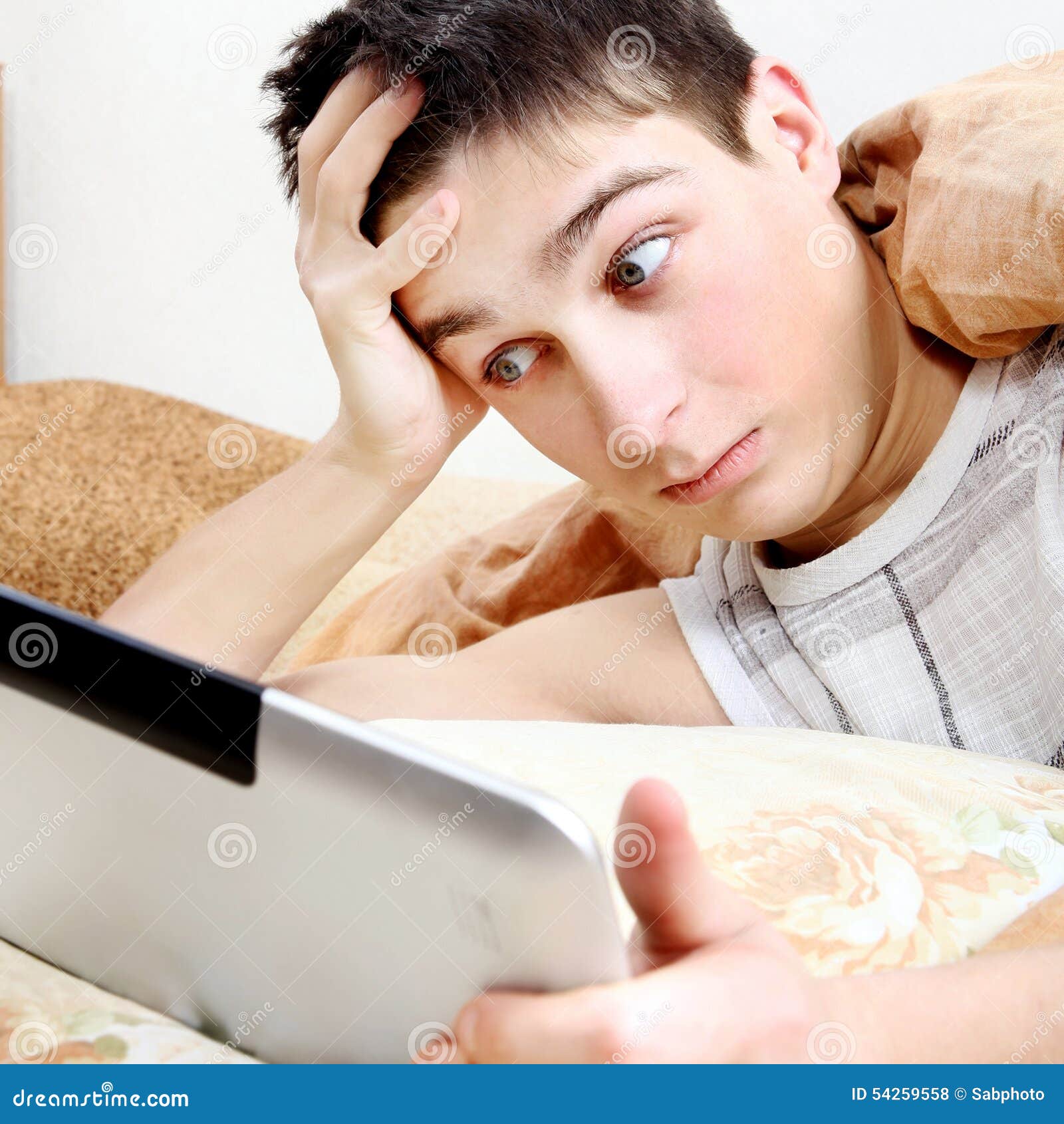 Surprised Teenager with Tablet Stock Photo - Image of problem ...
