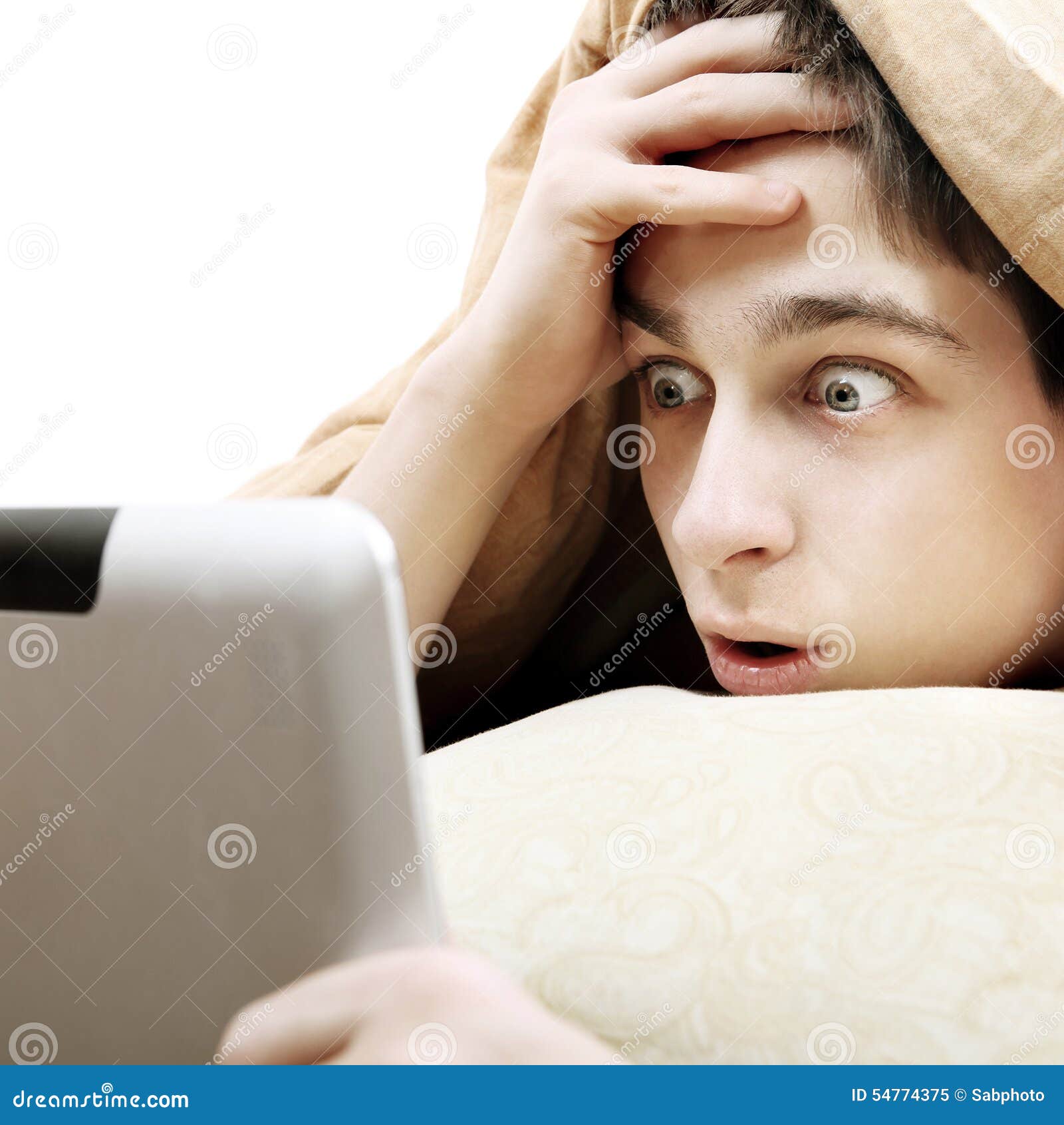 Surprised Teenager with Tablet Stock Image - Image of indoor, astonish ...